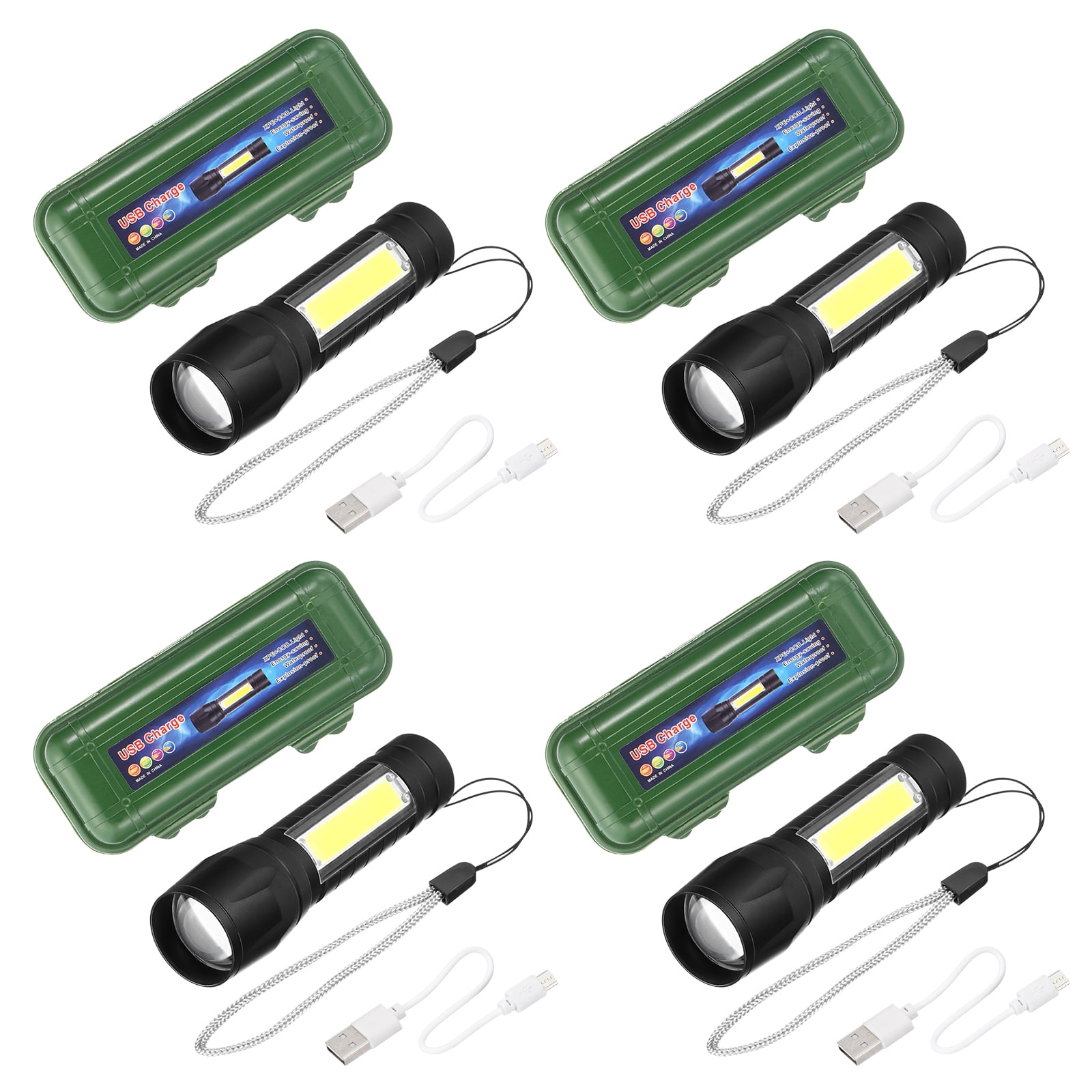 Uxcell Scalable LED Flashlight, 4 Set 3 Mode LED Pocket Torch Light ...