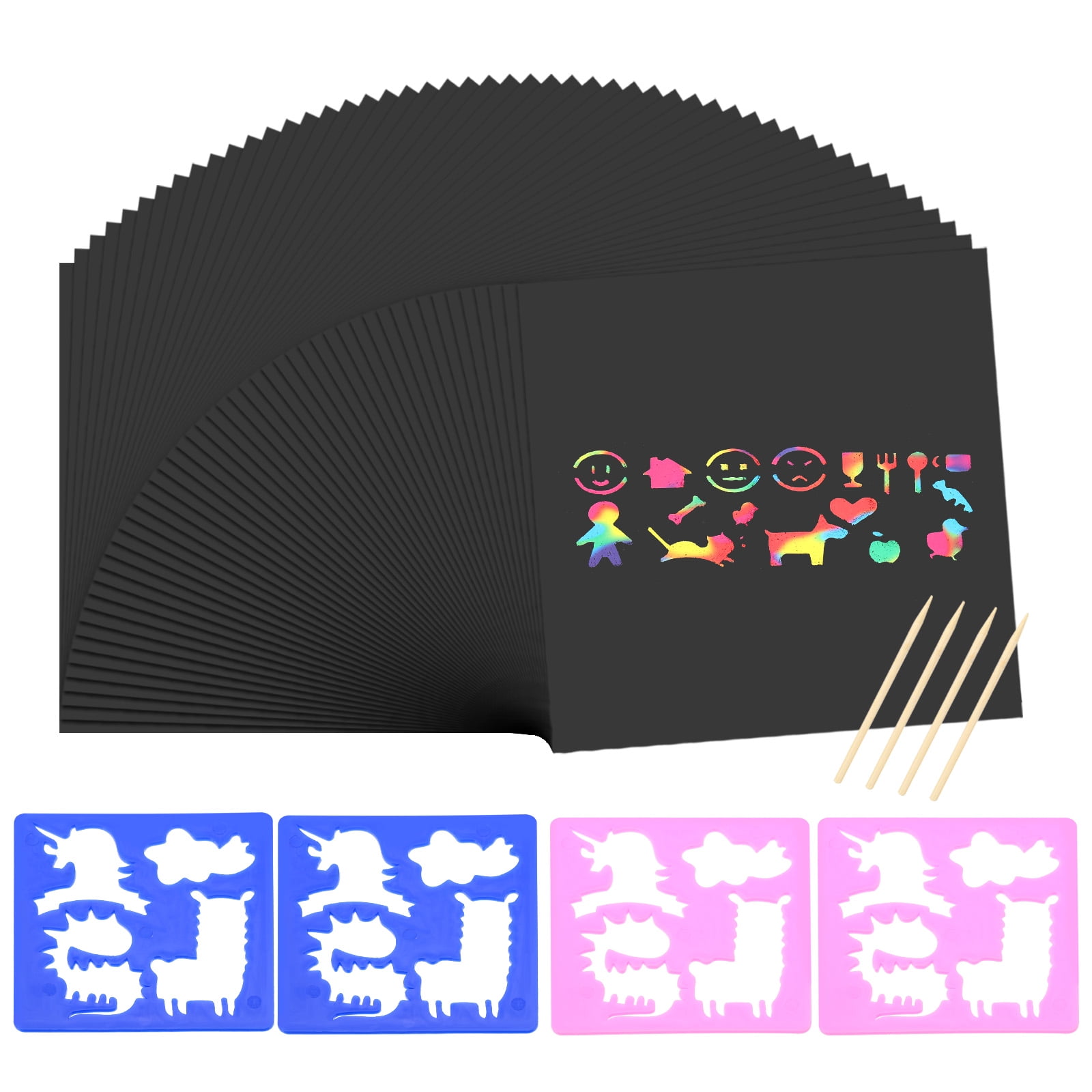 Uxcell Scratch Art Paper Set Include 200Pcs Scratch Off Paper&Wooden ...
