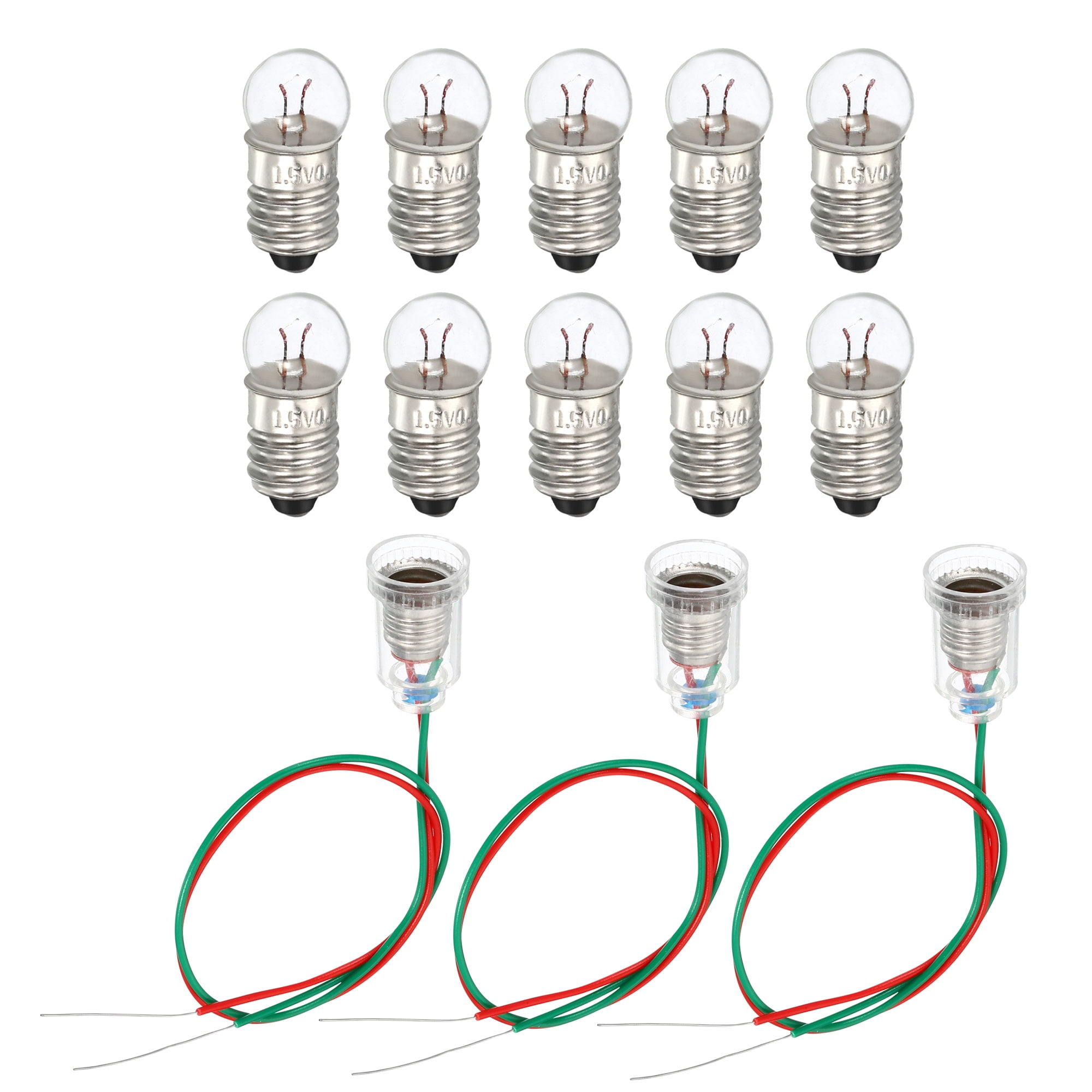 Uxcell Screw Base Miniature Bulbs E10 1.5V Warm Yellow Light Mini Lamps ...