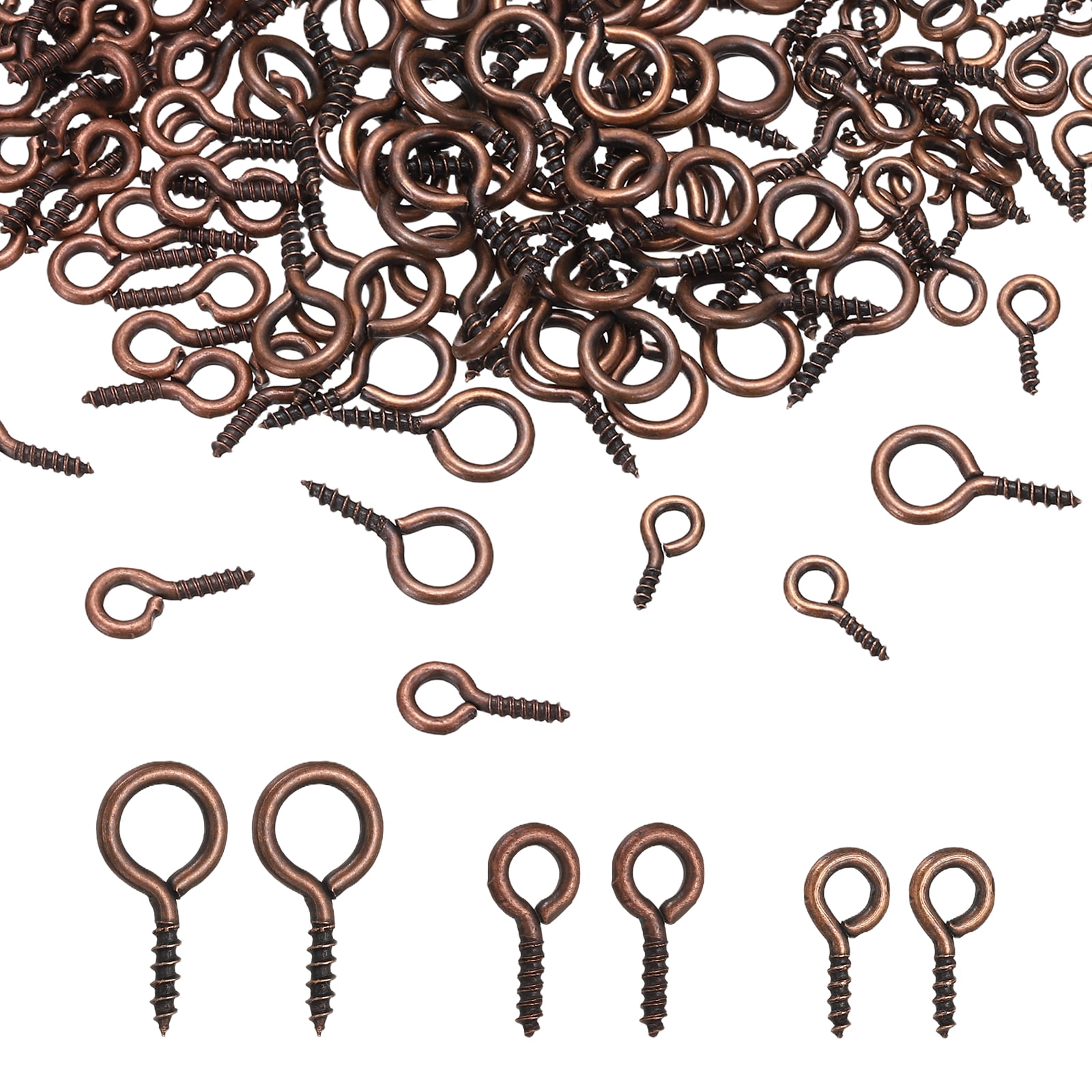 Uxcell Screw Eye Pins Set, 600Pcs 3 Size Metal Threaded Small Eye Pin ...