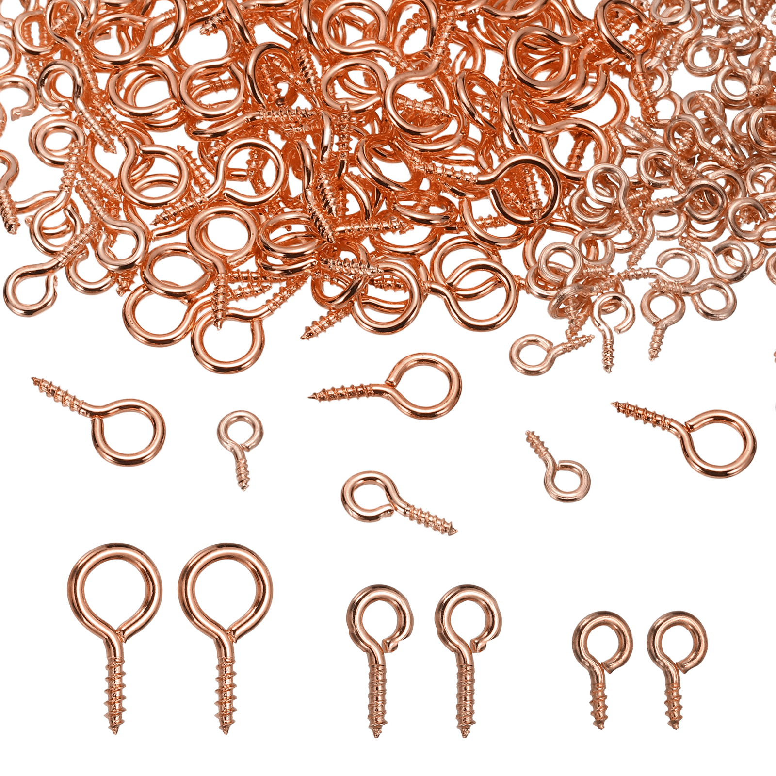 Uxcell Screw Eye Pins Set, 600Pcs 3 Size Metal Threaded Small Eye Pin ...
