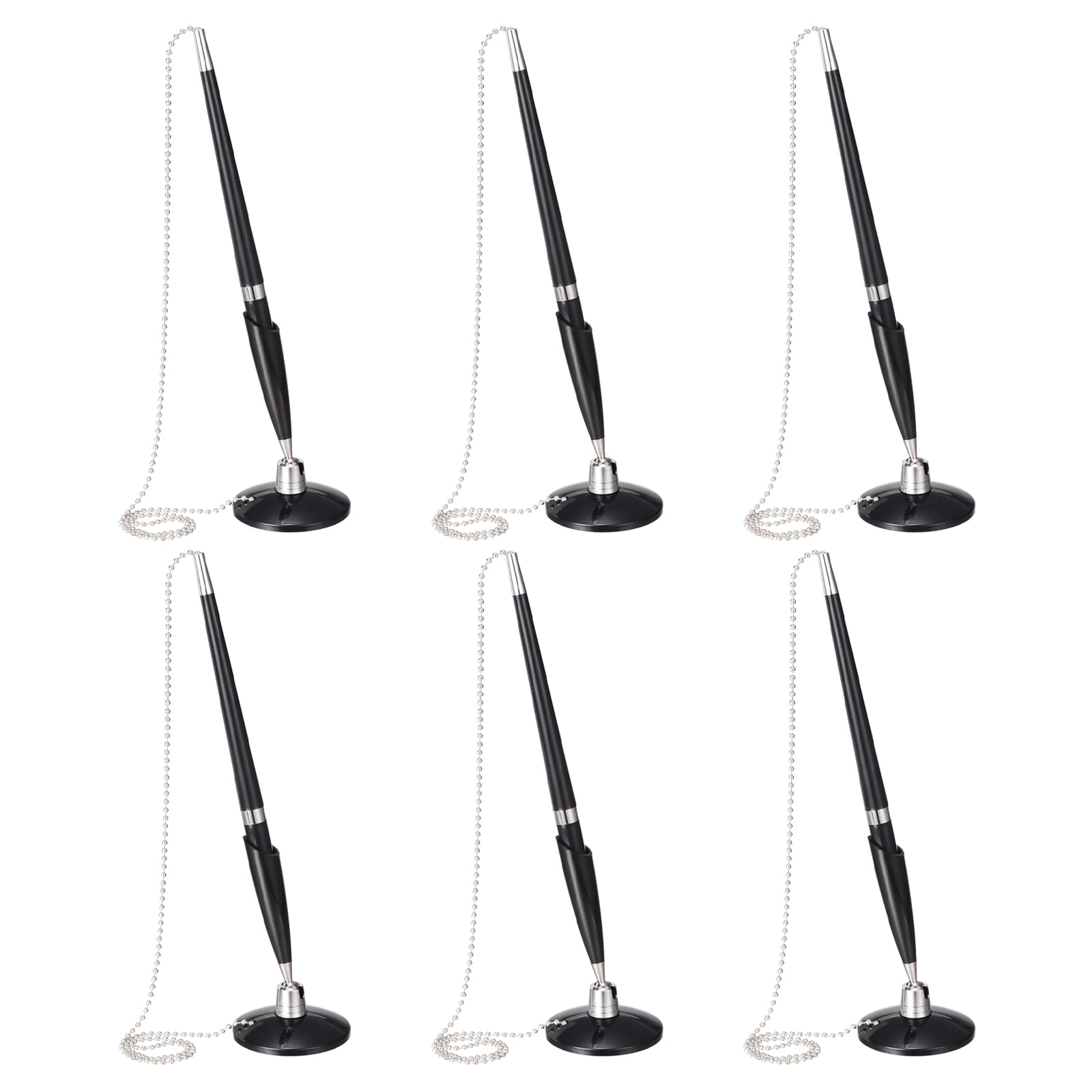 Uxcell Secure Pen with Chain and Adhesive Pen Holder, 6 Pcs Reception ...