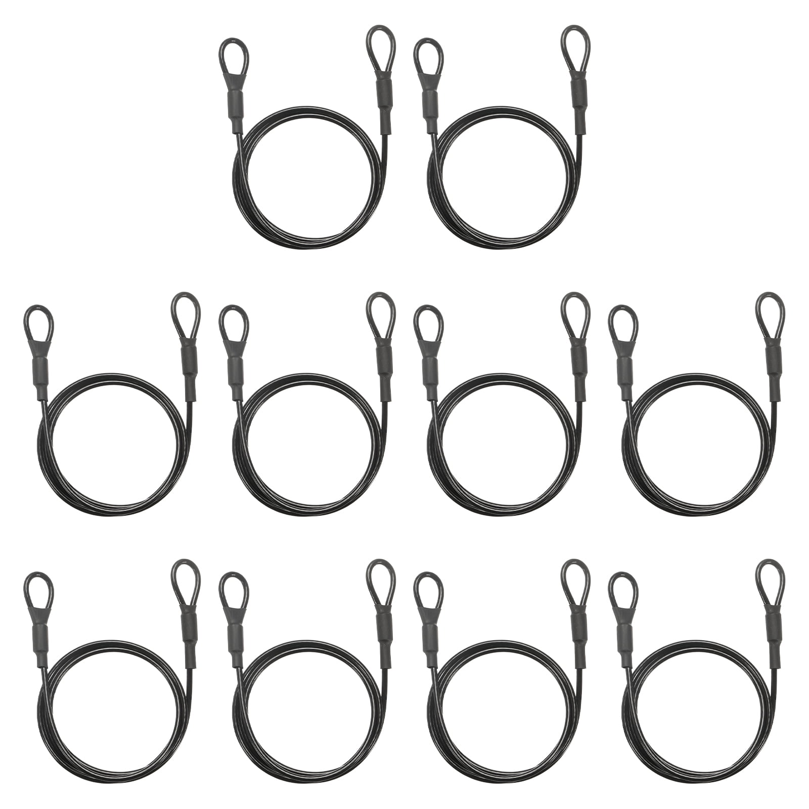 Uxcell Security Cable Lock (1/8" Dia 3.3ft, Black)(10Pcs) Vinyl Coated ...