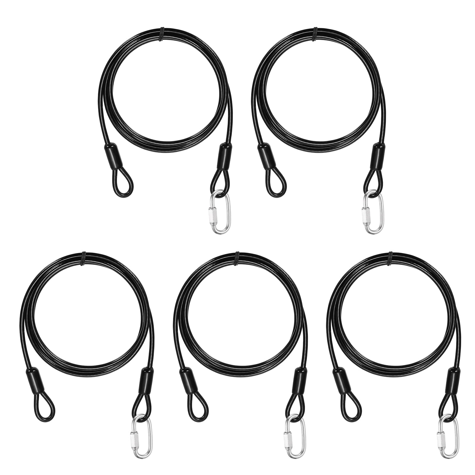 Uxcell Security Cable Lock (3/16" Dia 4.9ft, Black)(5 Set) Vinyl Coated ...