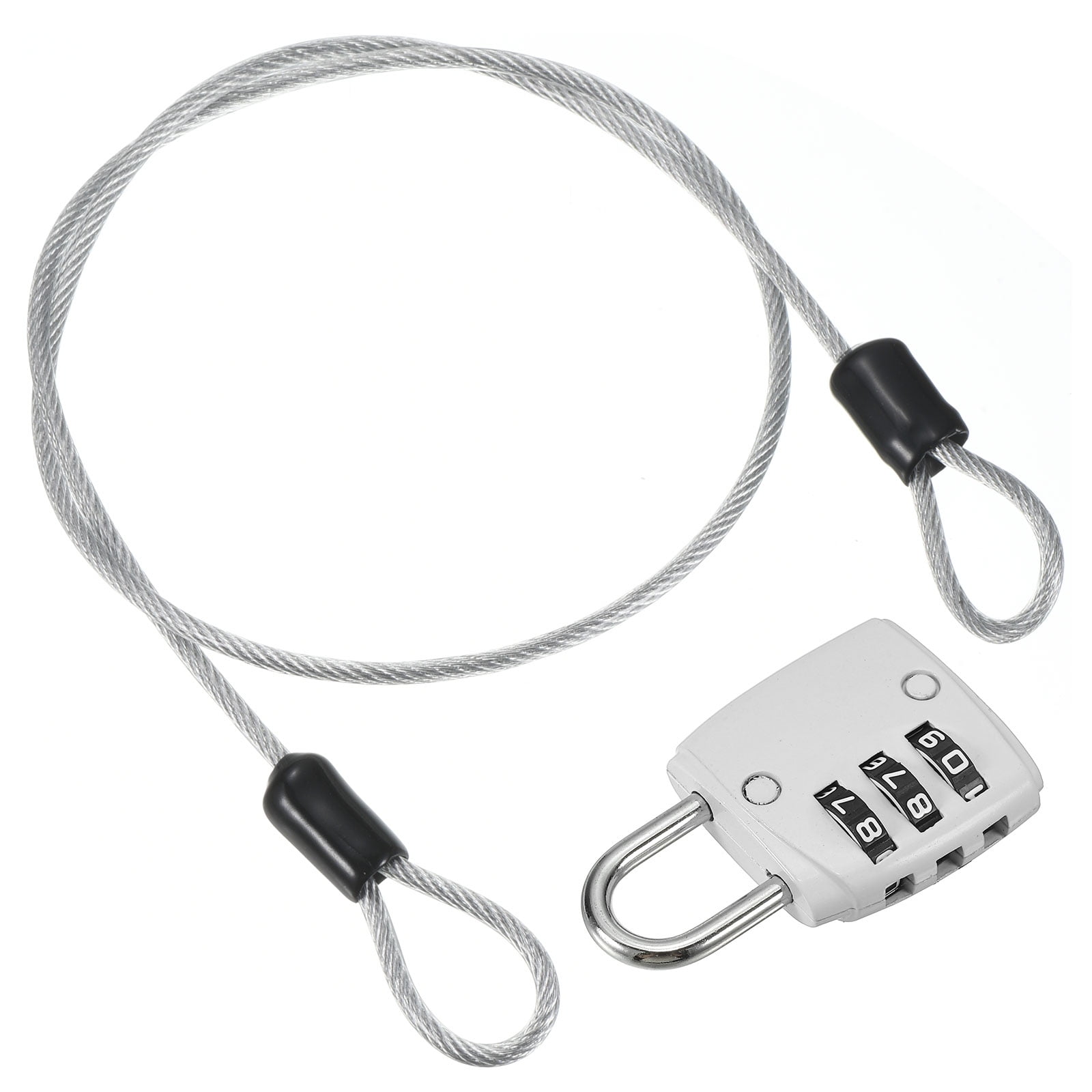 Uxcell Security Steel Cable with 3 Digit Combination Lock, 1.6'/0.5M ...