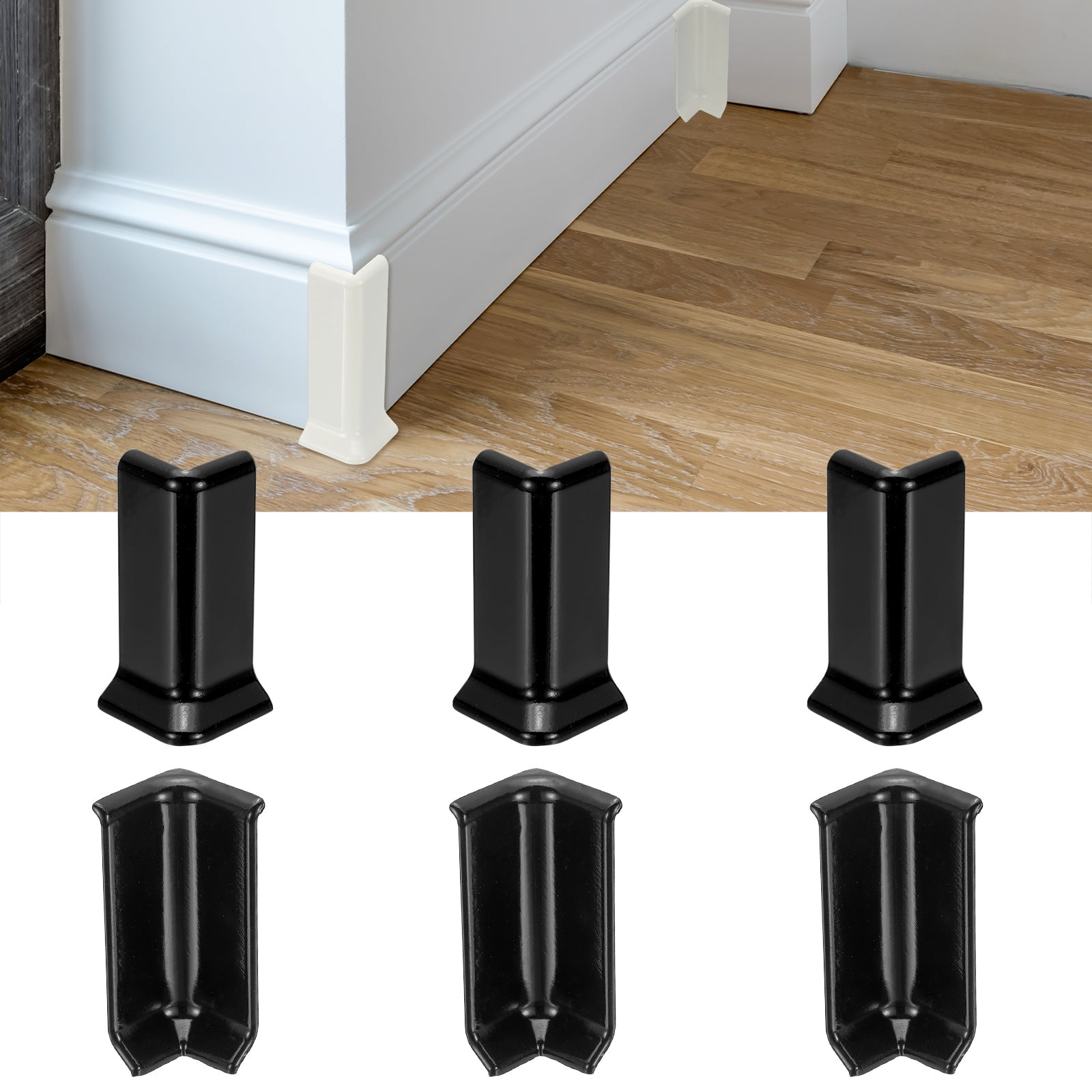 Uxcell Self Adhesive Baseboard Corner Blocks, 3.23 Inch Wall Edge ...