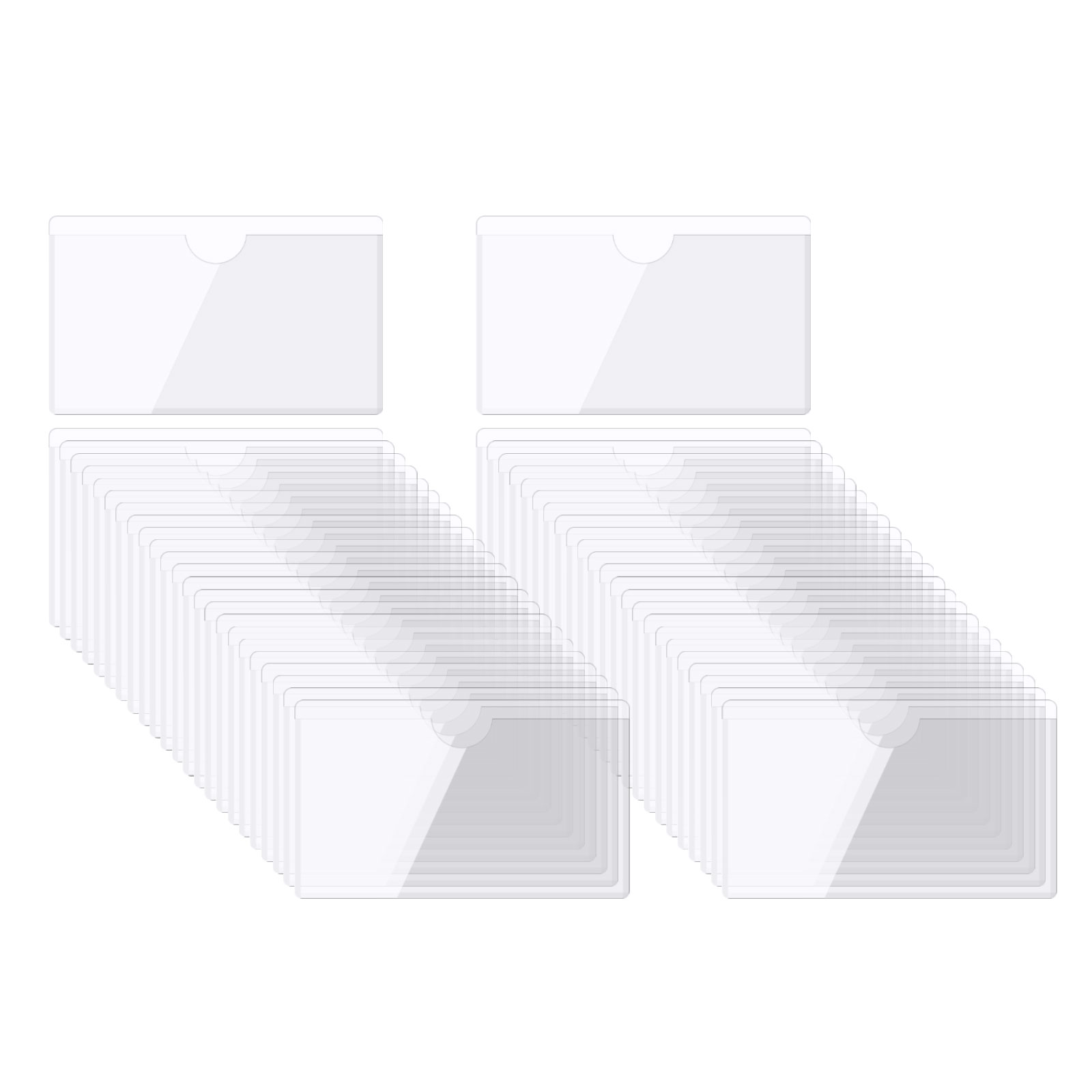 Uxcell Self-Adhesive Card Pockets Clear Self Adhesive Pocket Label Holders Plastic Card Sleeves ...