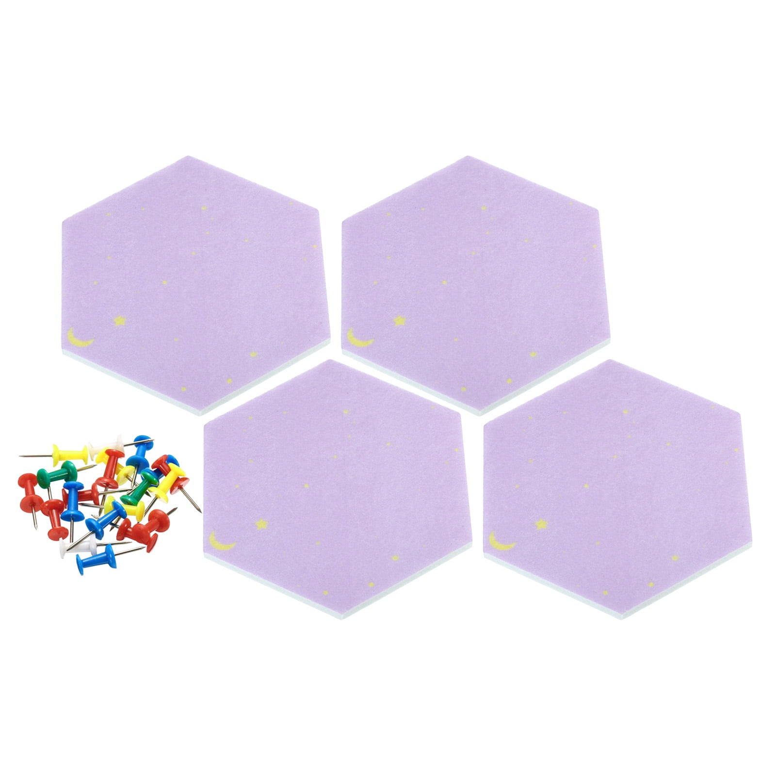 Uxcell Self Adhesive Hexagon Mini Moon Wall Pin Felt Bulletin Board