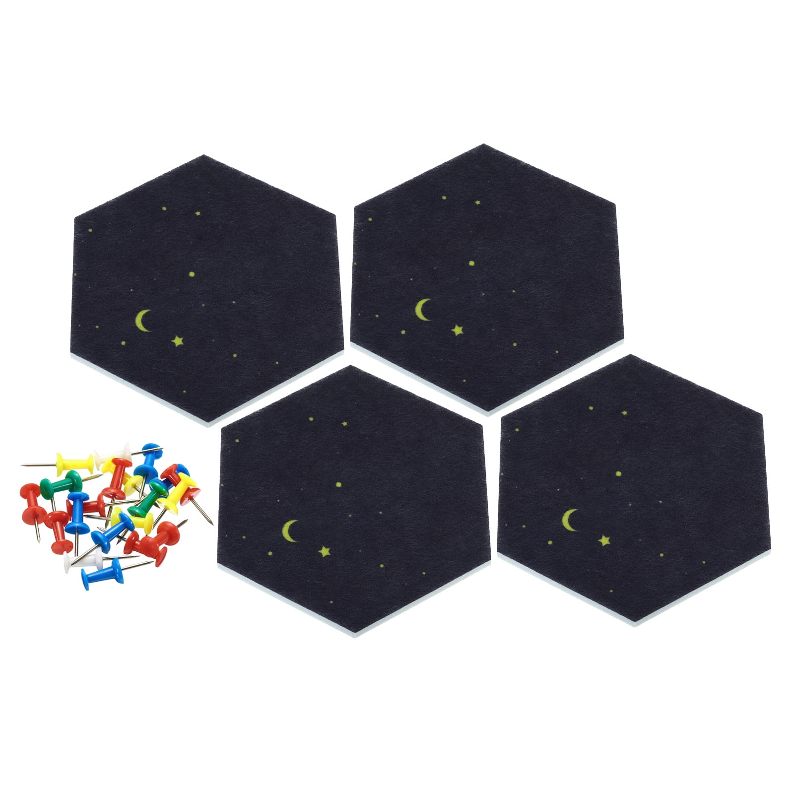 Uxcell Self Adhesive Hexagon Moon Wall Pin Felt Bulletin Board Tiles ...