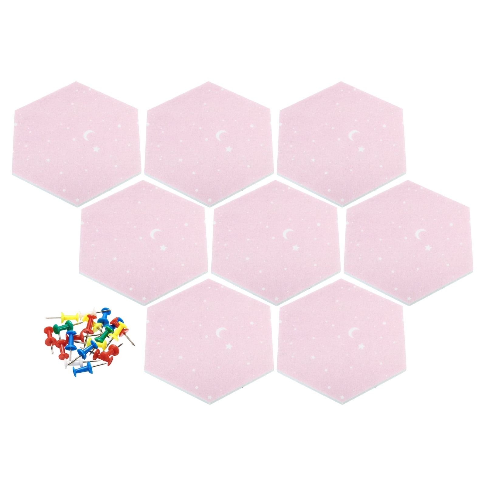 Uxcell Self Adhesive Hexagon Moon Wall Pin Felt Bulletin Board Tiles ...