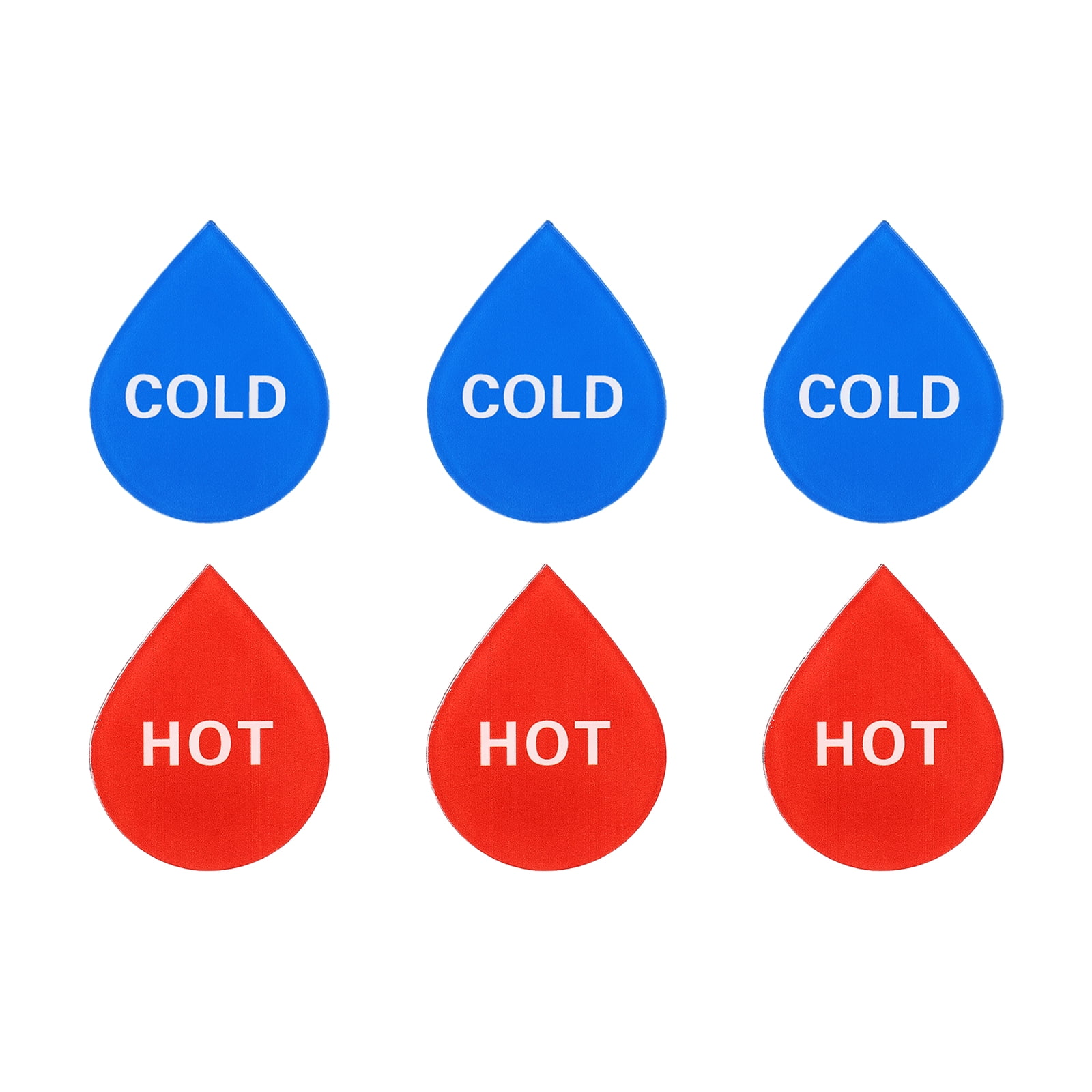 Uxcell Self Stick Hot/Cold Water Label, 3 Pairs/6 Pack Acrylic Drop ...