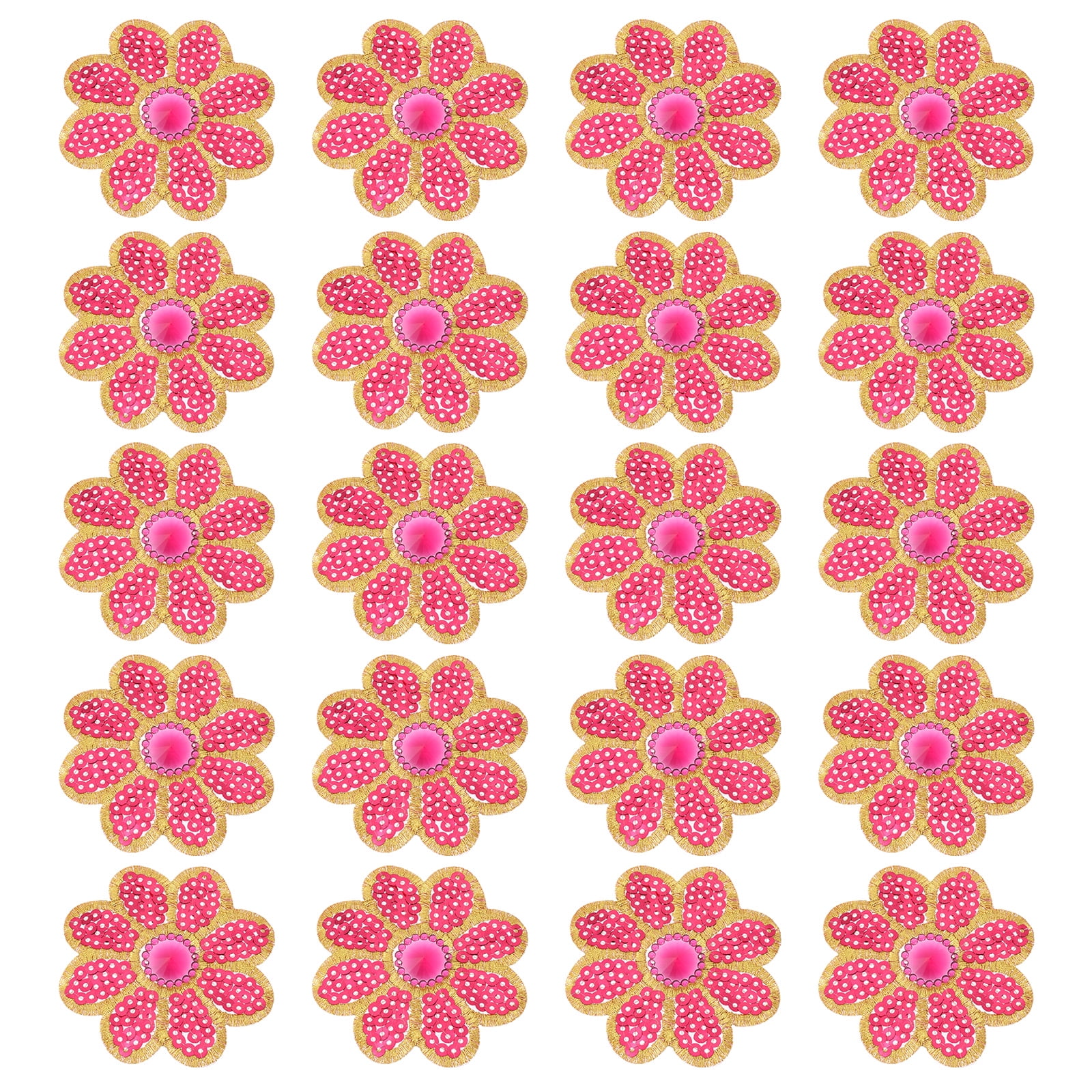 Uxcell Sequin Flower Iron on Patches, Glitter Flower Sequin Applique ...