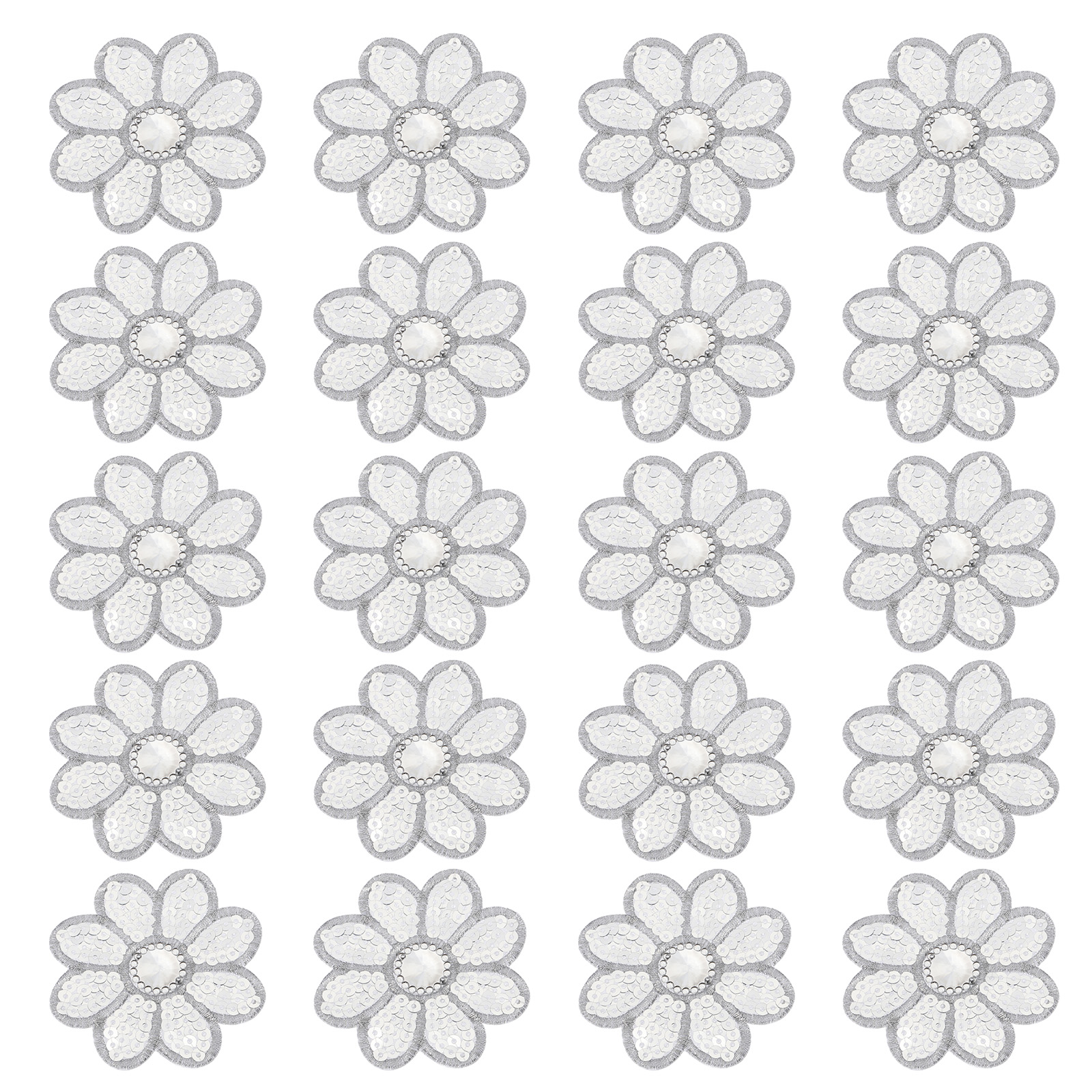 Uxcell Sequin Flower Iron on Patches, Glitter Flower Sequin Applique ...