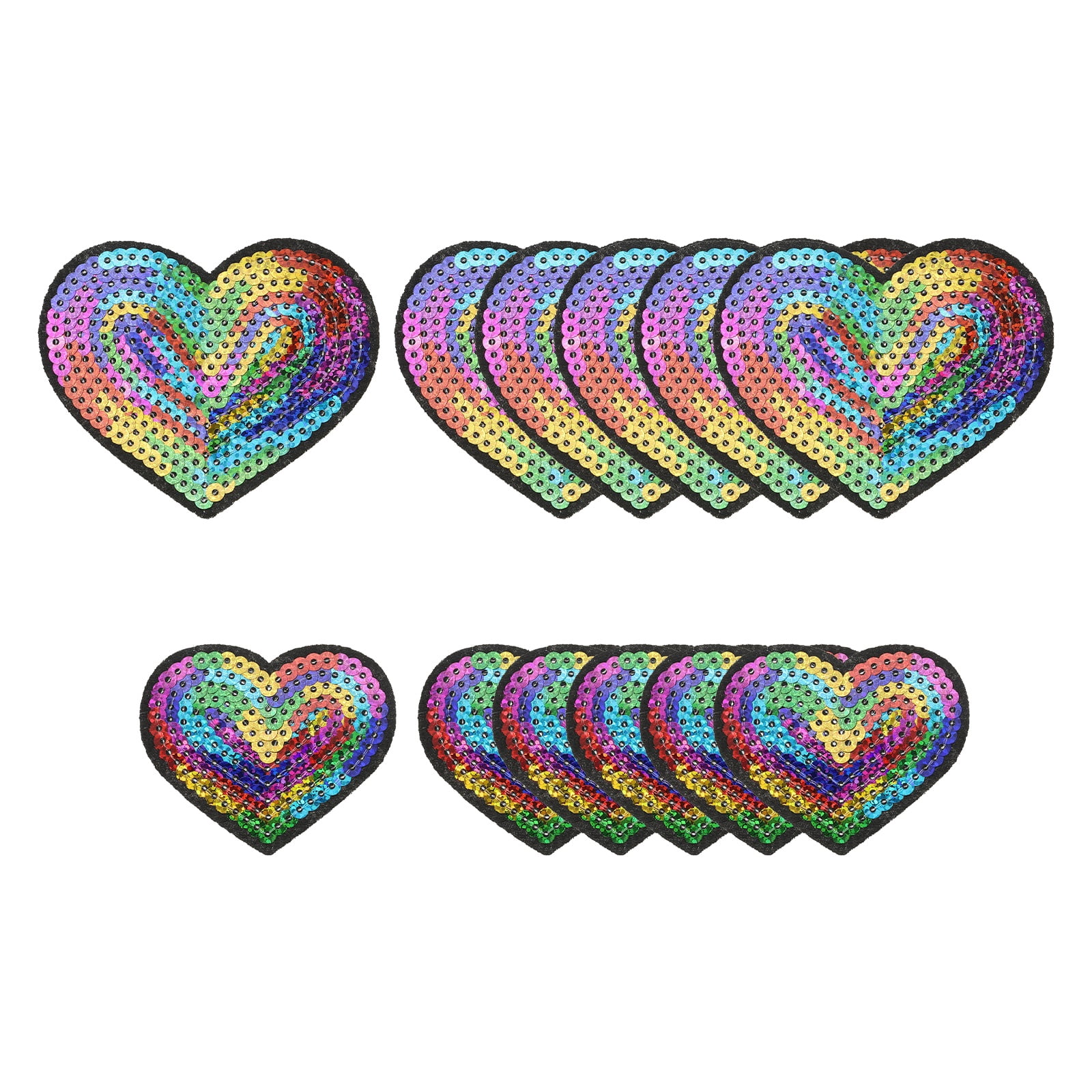 Uxcell Sequin Heart Iron on Patches, Embroidered Sew Patch for Clothing ...