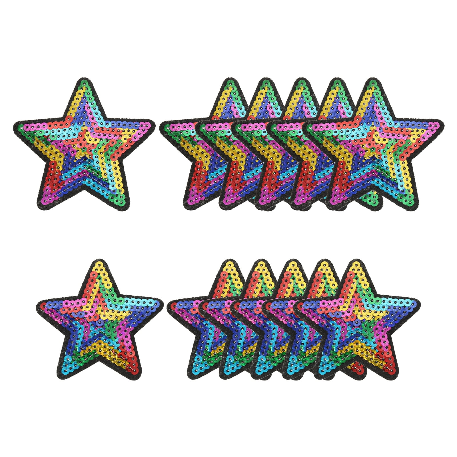 Uxcell Sequin Star Iron on Patches, Embroidered Sew Patches for DIY ...