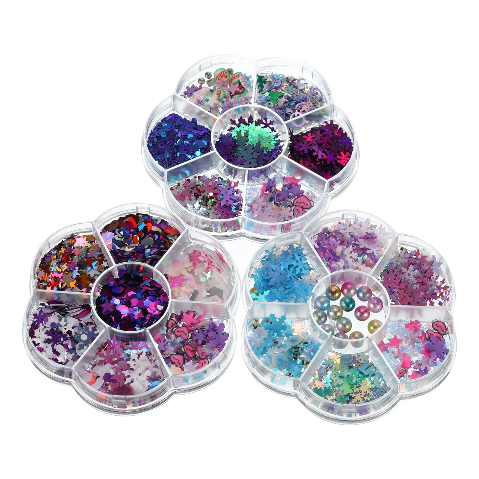 Uxcell Sequins and Spangles Set, 3 Boxes Beads Polymer Clay Slices ...