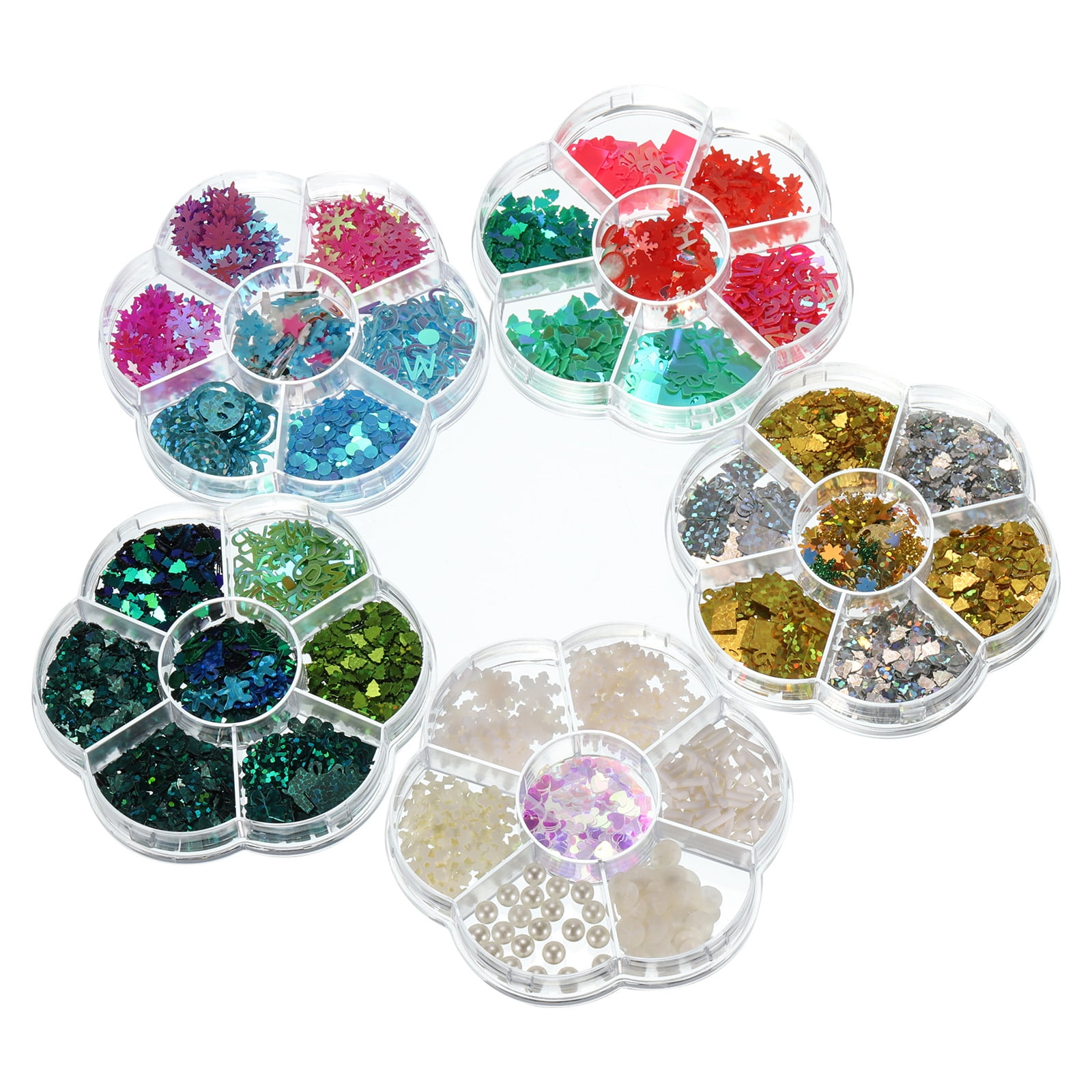 Uxcell Sequins and Spangles Set, 5 Boxes Beads Polymer Clay Slices ...