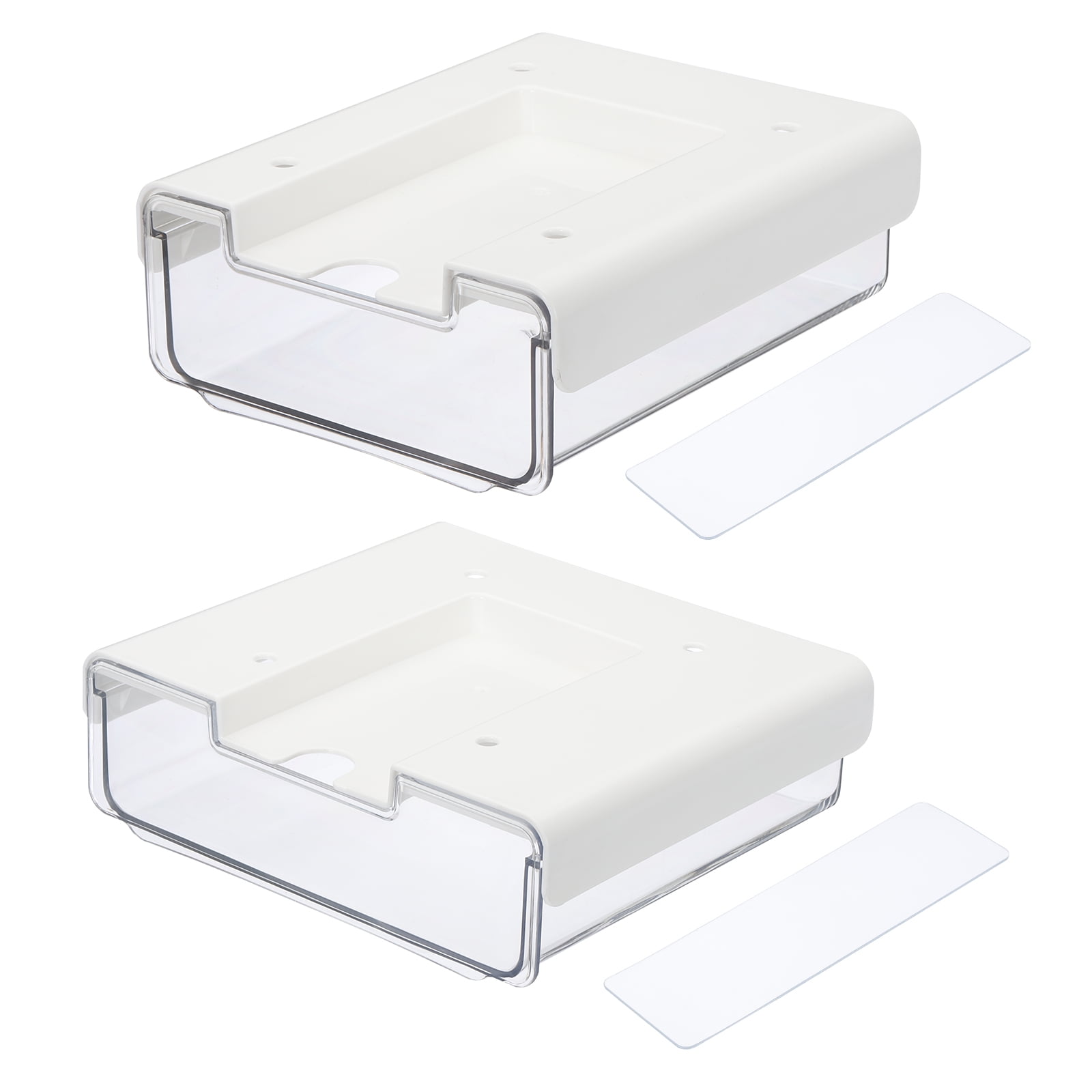 Uxcell Set of 2 Under Desk Drawer, Self-Adhesive Slide Out Storage ...