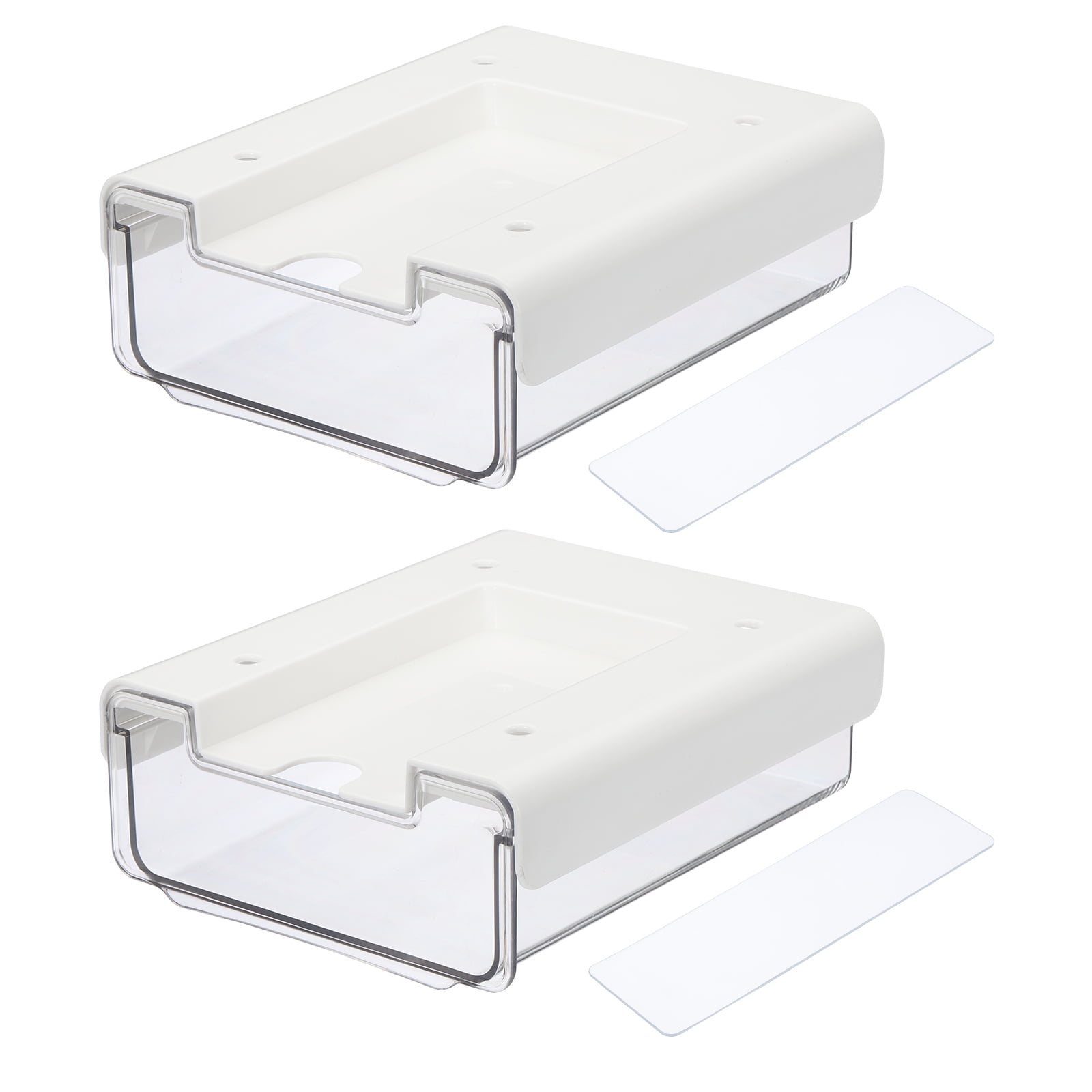 Uxcell Set of 2 Under Desk Drawer, Self-Adhesive Slide Out Storage ...