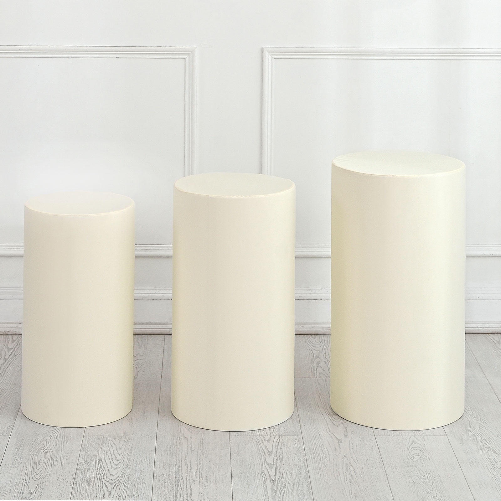 Uxcell Set of 3 Cylinder Spandex Stand Covers Plinth Cover, Beige ...