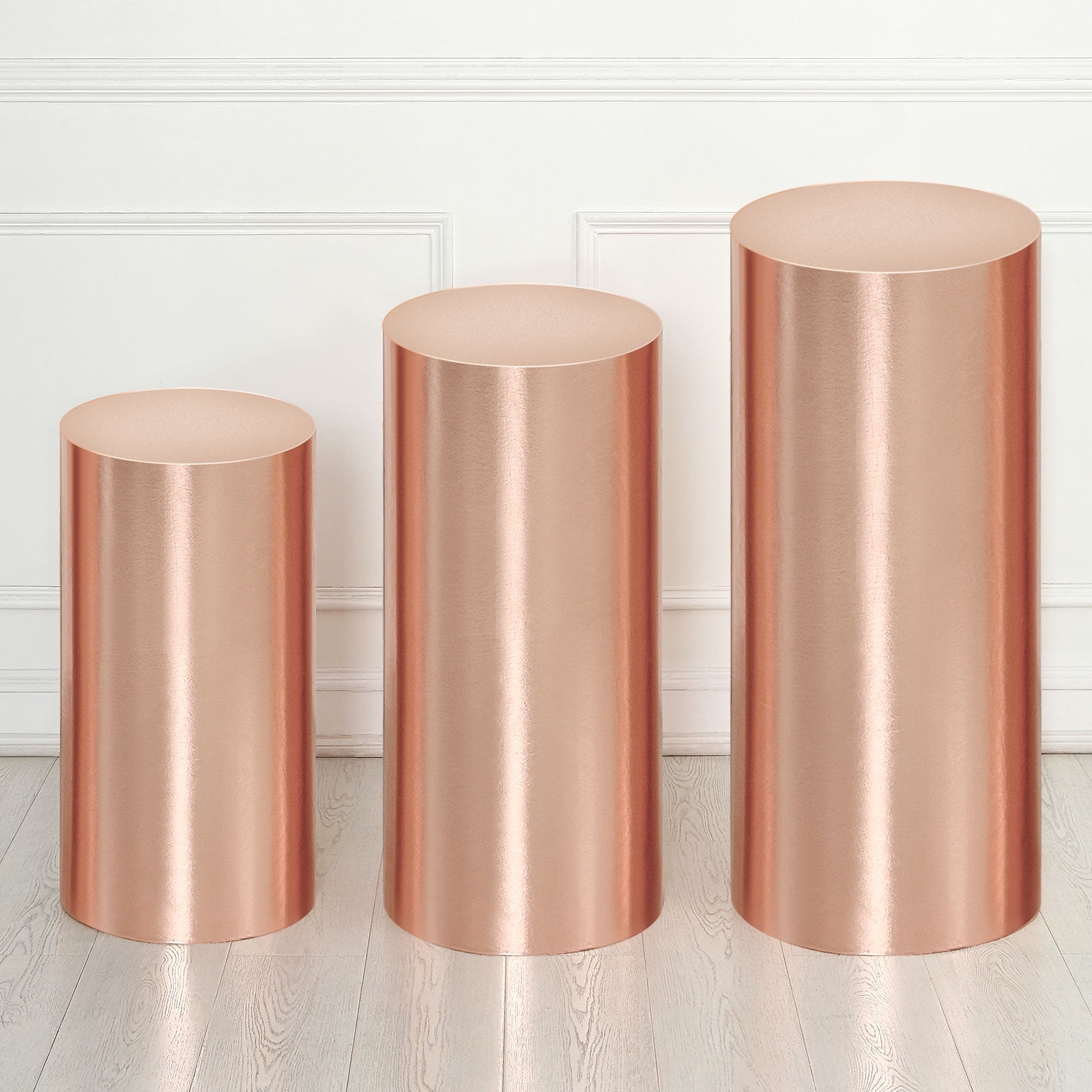 Uxcell Set of 3 Cylinder Spandex Stand Covers Plinth Cover, Champagne ...
