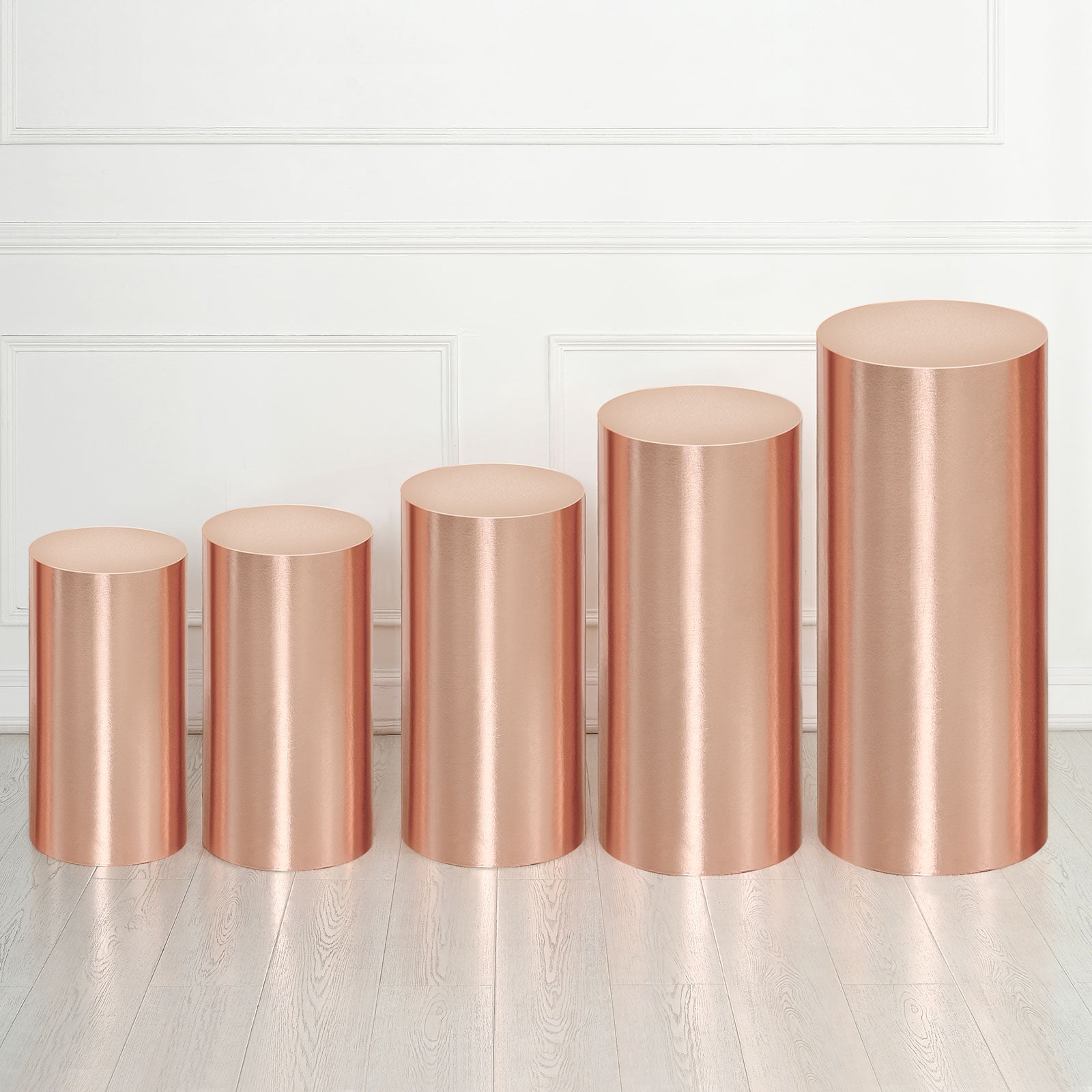 Uxcell Set of 5 Cylinder Spandex Stand Covers Plinth Cover, Champagne ...