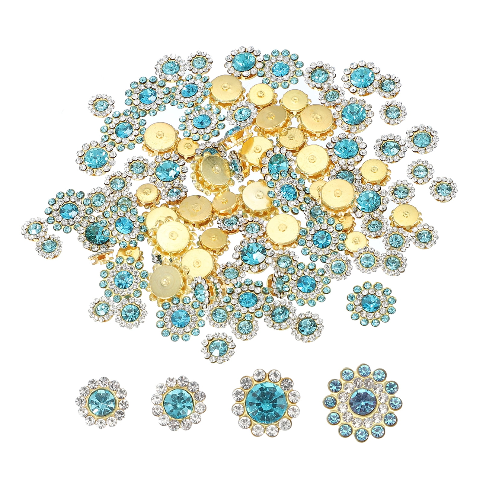 Uxcell Sew on Rhinestones Crystals, Flower Rhinestones Glass Gems Metal ...