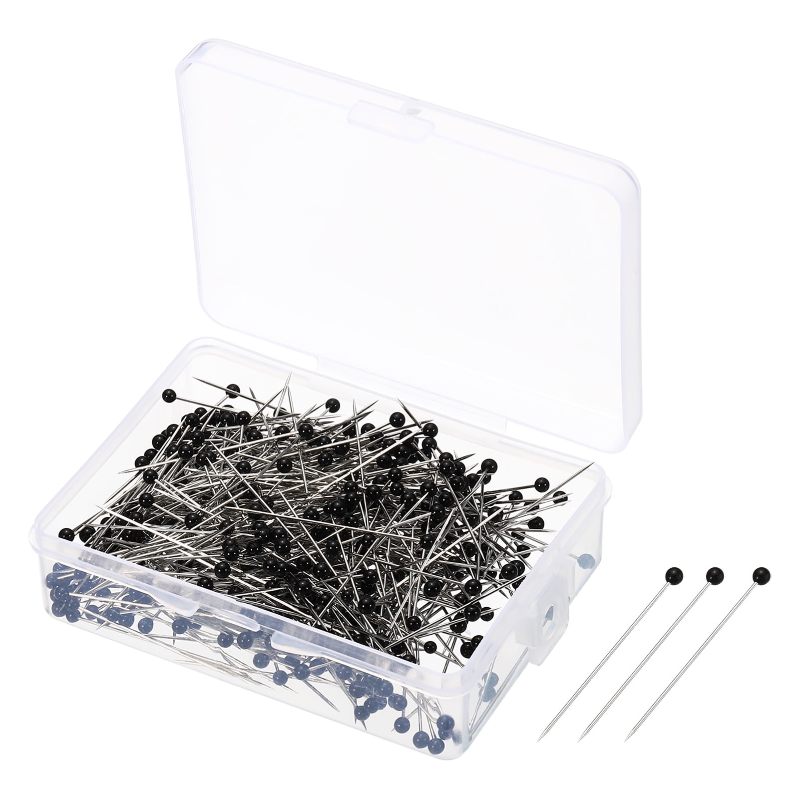Uxcell Sewing Pins Ball Glass Head Quilting Pin for Dressmaker, Black ...