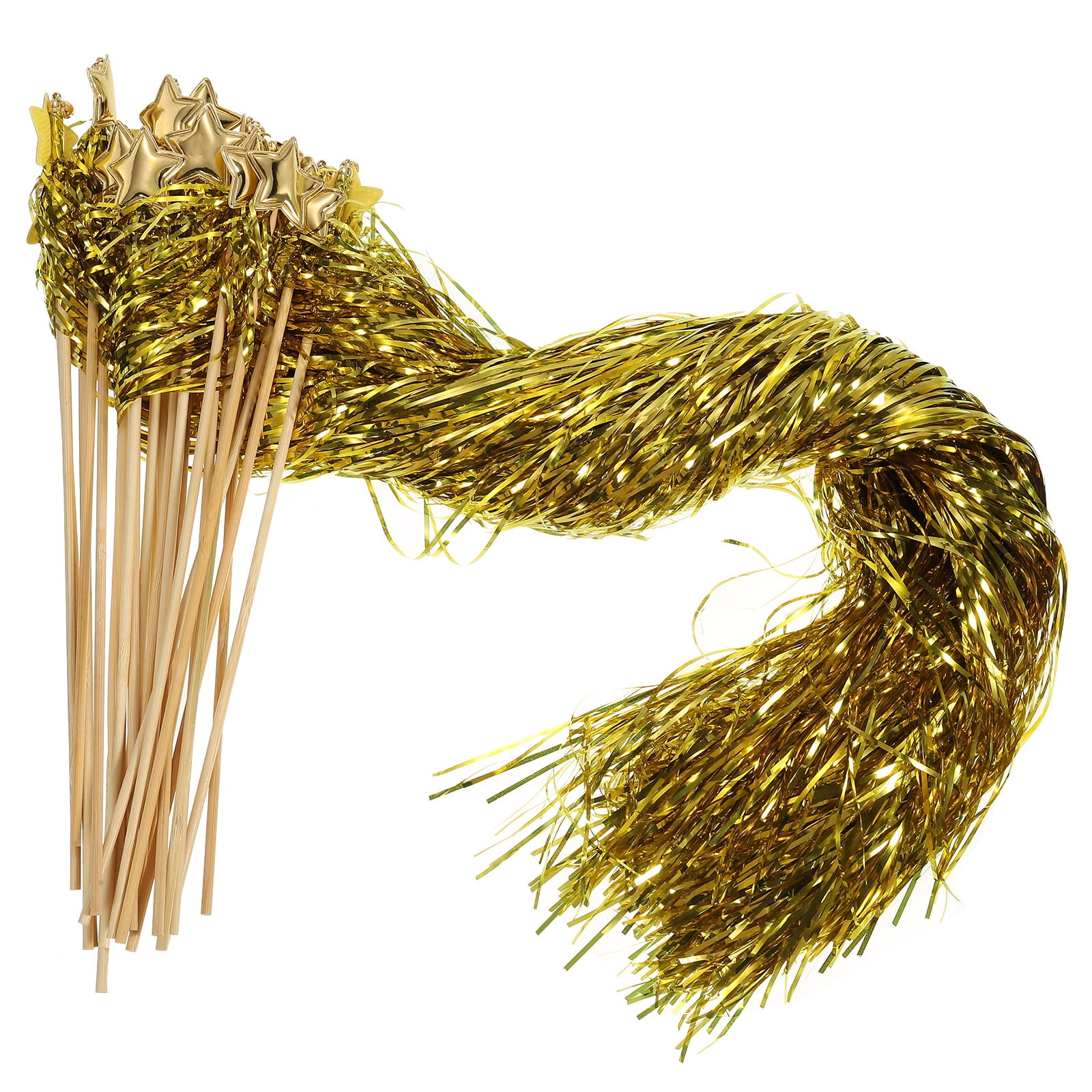 Uxcell Shiny Streamers Fairy Wands with Bells Metallic Foil Fringes ...