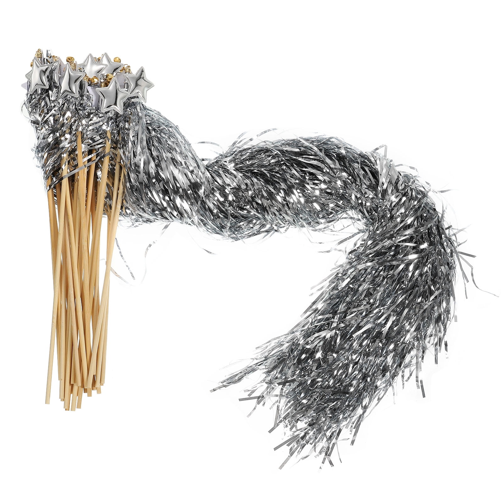 Uxcell Shiny Streamers Fairy Wands with Bells Metallic Foil Fringes ...
