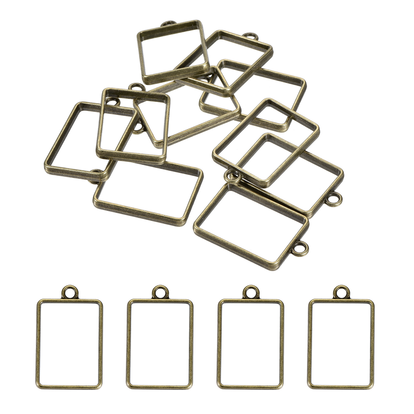 Uxcell Short Rectangle Alloy Open Back Bezel Pendants DIY Hollow Frame ...