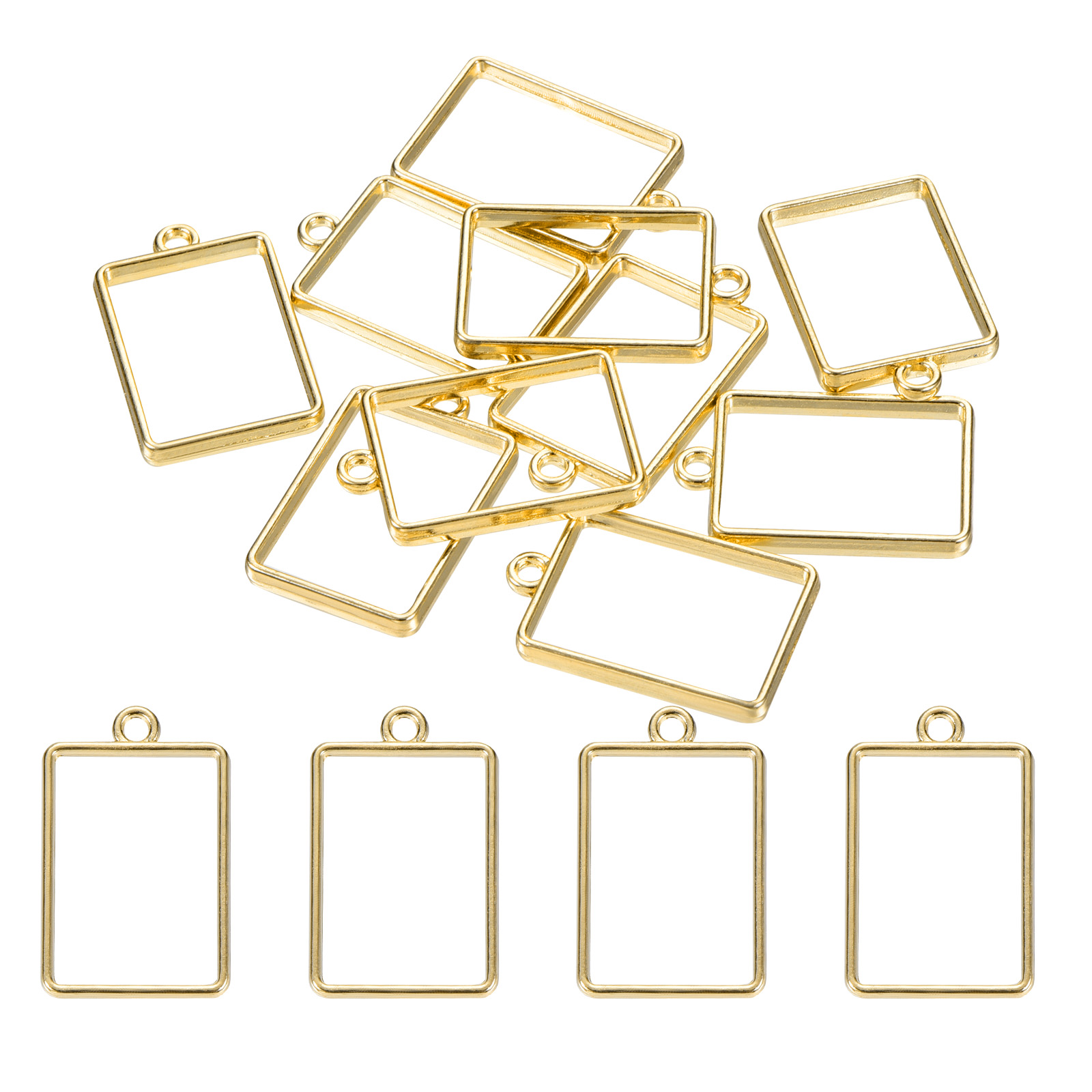 Uxcell Short Rectangle Alloy Open Back Bezel Pendants DIY Hollow Frame ...