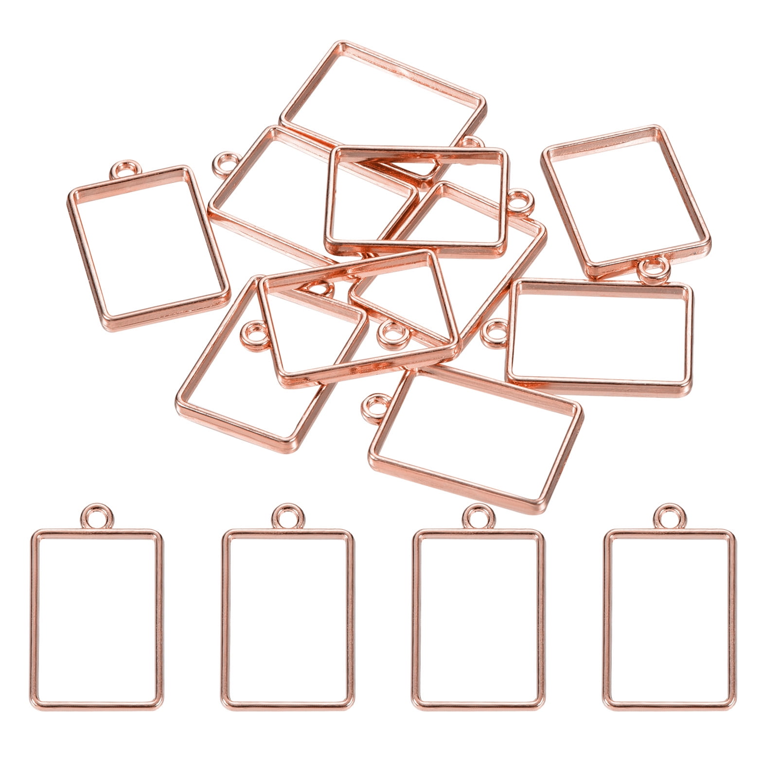 Uxcell Short Rectangle Alloy Open Back Bezel Pendants DIY Hollow Frame ...