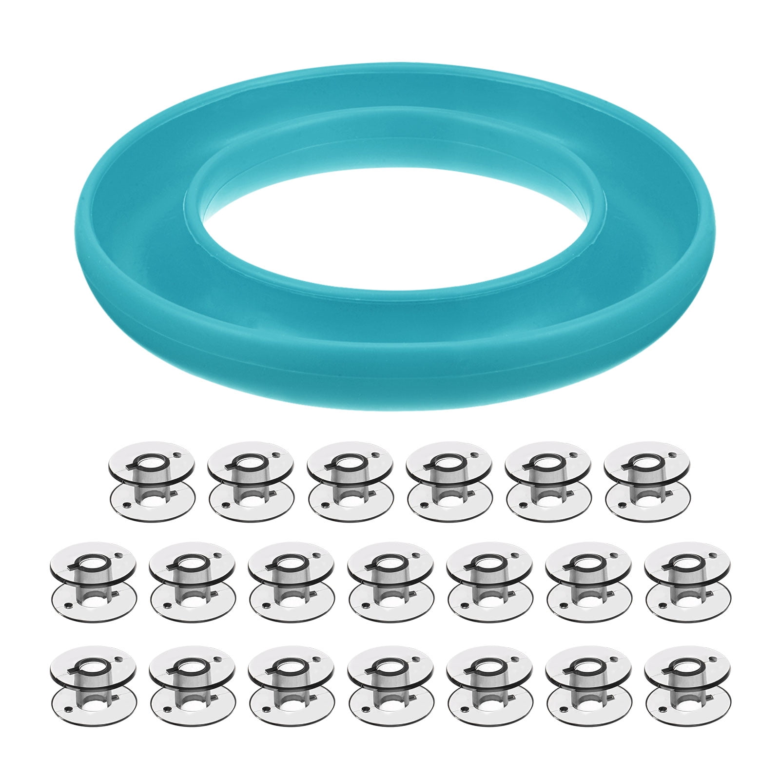 Uxcell Silicone Bobbin Ring Holder and 20 Plastic Sewing Machine Bobbin ...