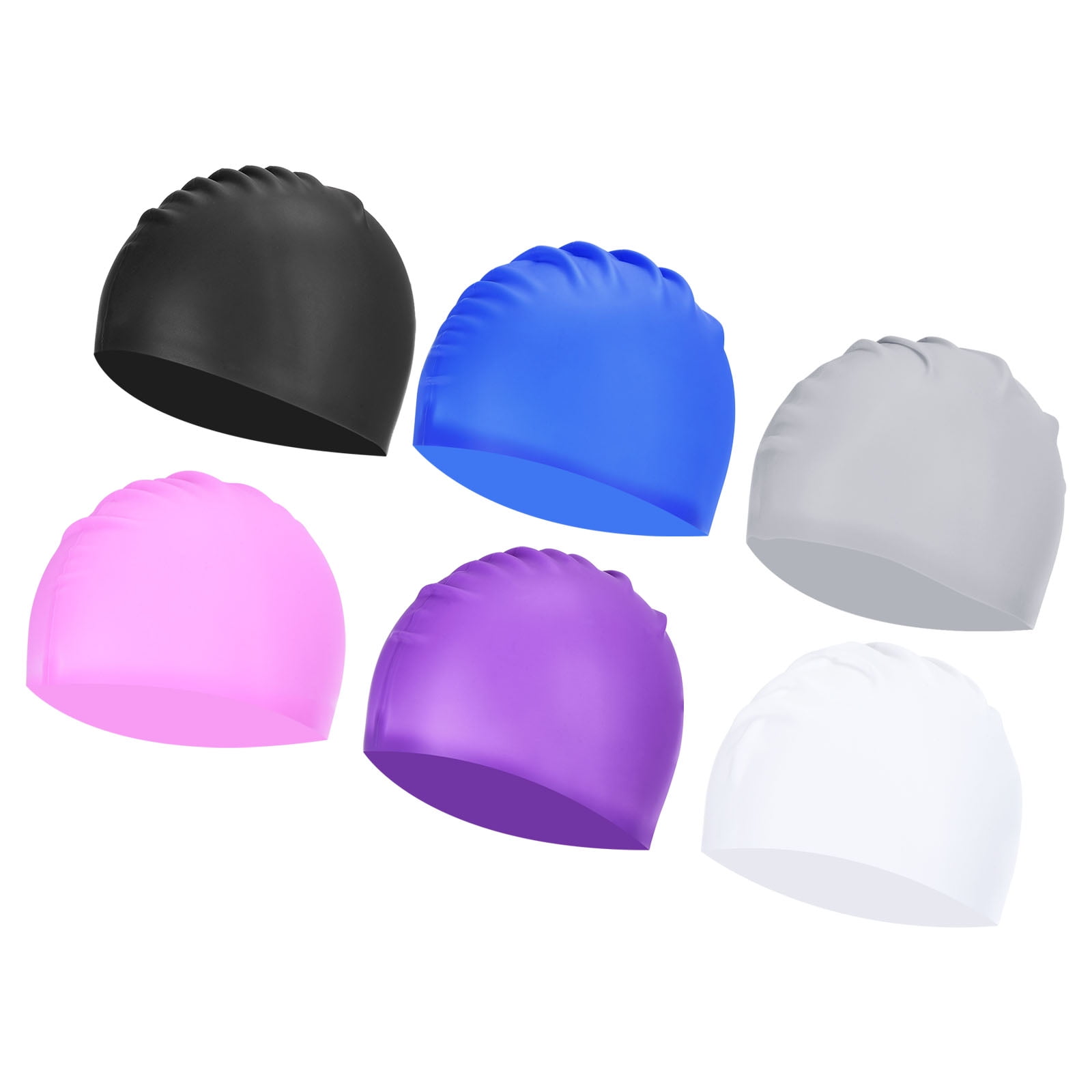 Uxcell Silicone Swim Caps Unisex NonSlip Pool Caps Waterproof Swimming ...