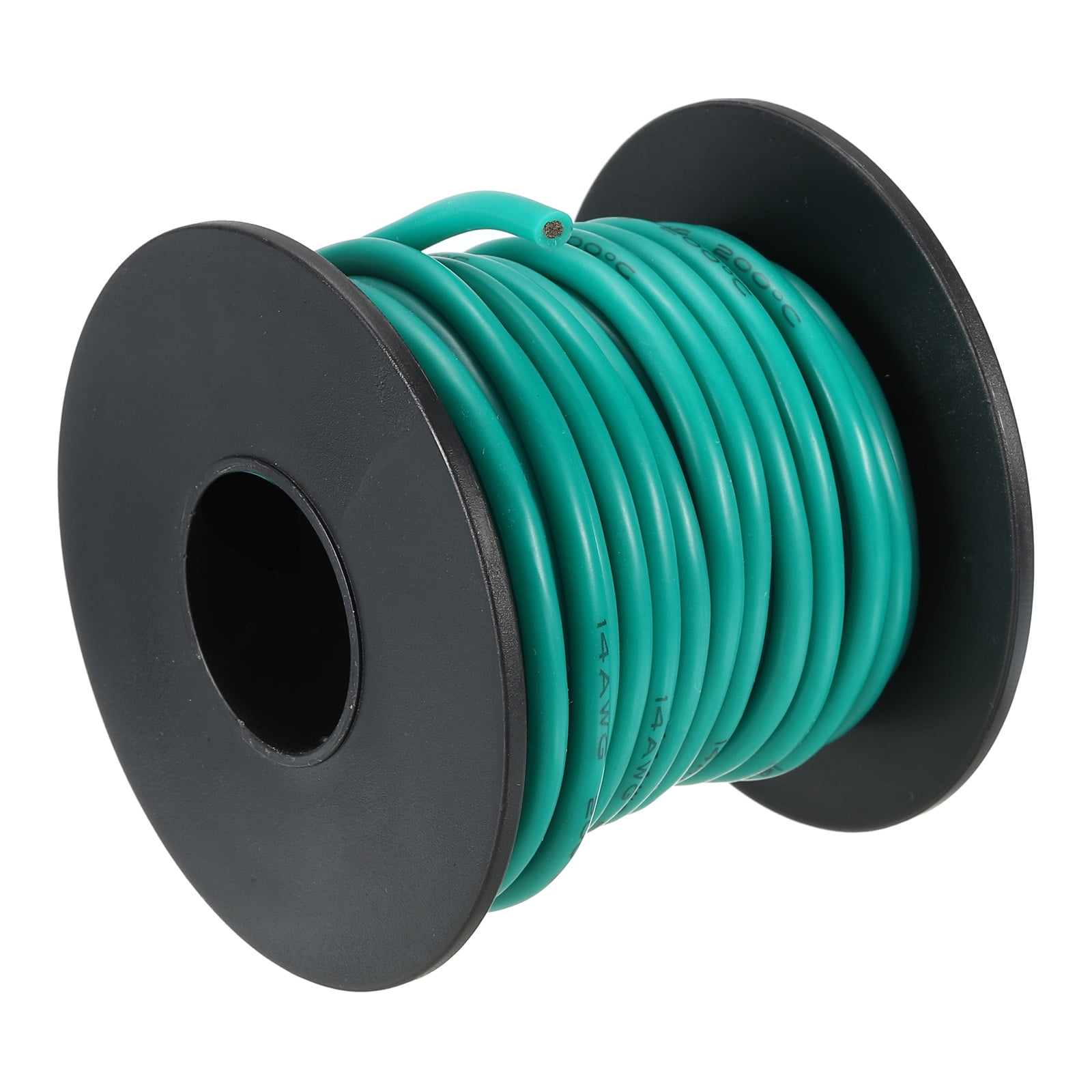 Uxcell Silicone Wire 14 AWG Stranded Green Spool 7.5m Electrical Tinned ...