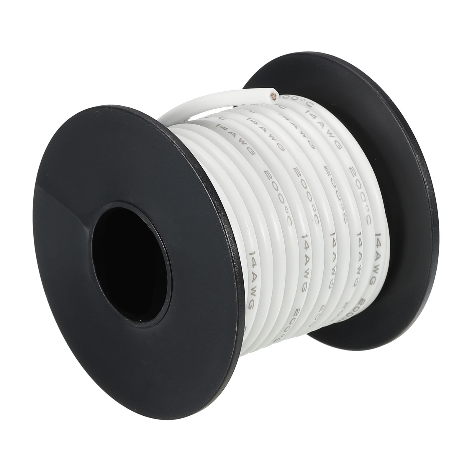 Uxcell Silicone Wire 14 AWG Stranded White Spool 7.5m Electrical Tinned ...