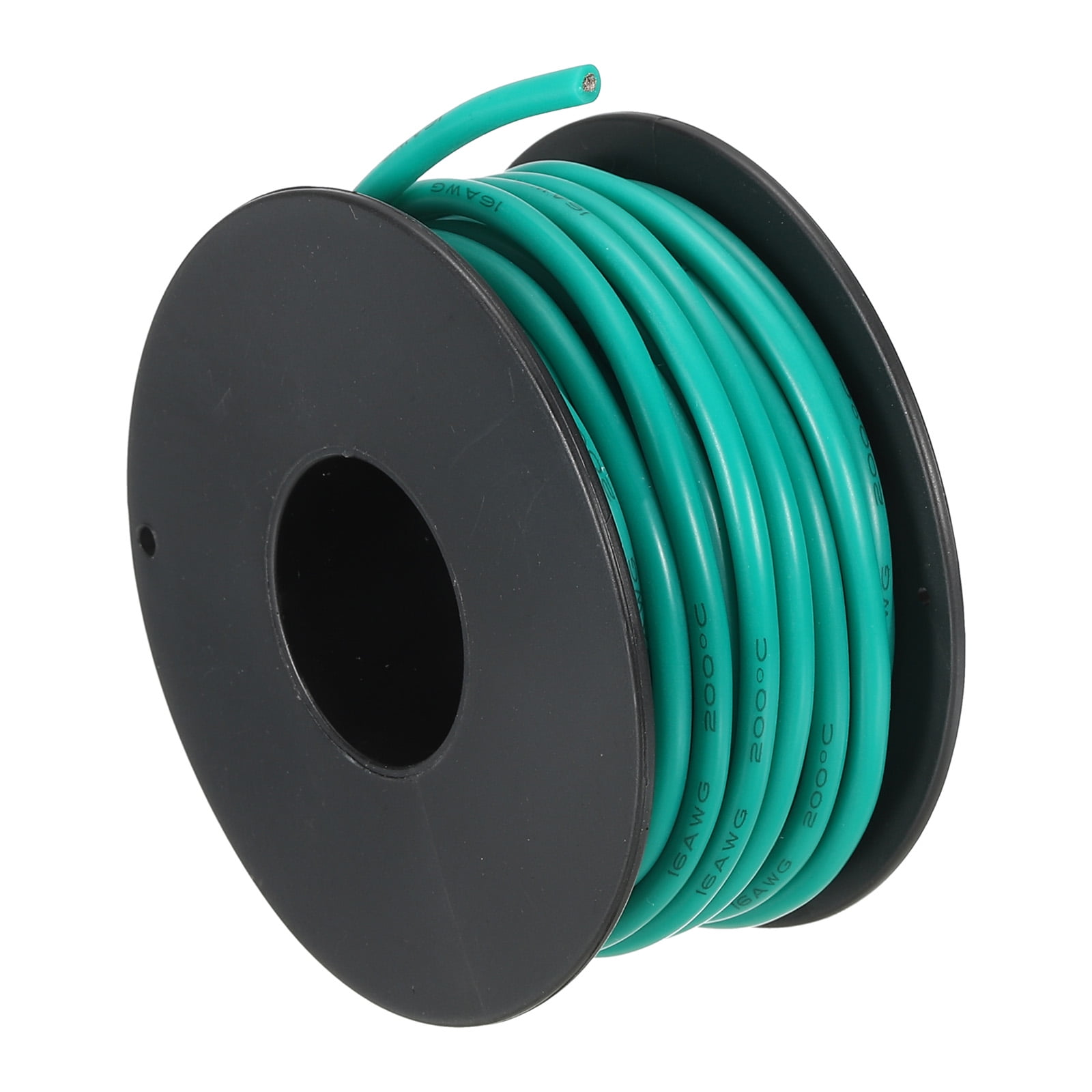 Uxcell Silicone Wire 16 AWG Stranded Green Spool 7.5m Electrical Tinned ...