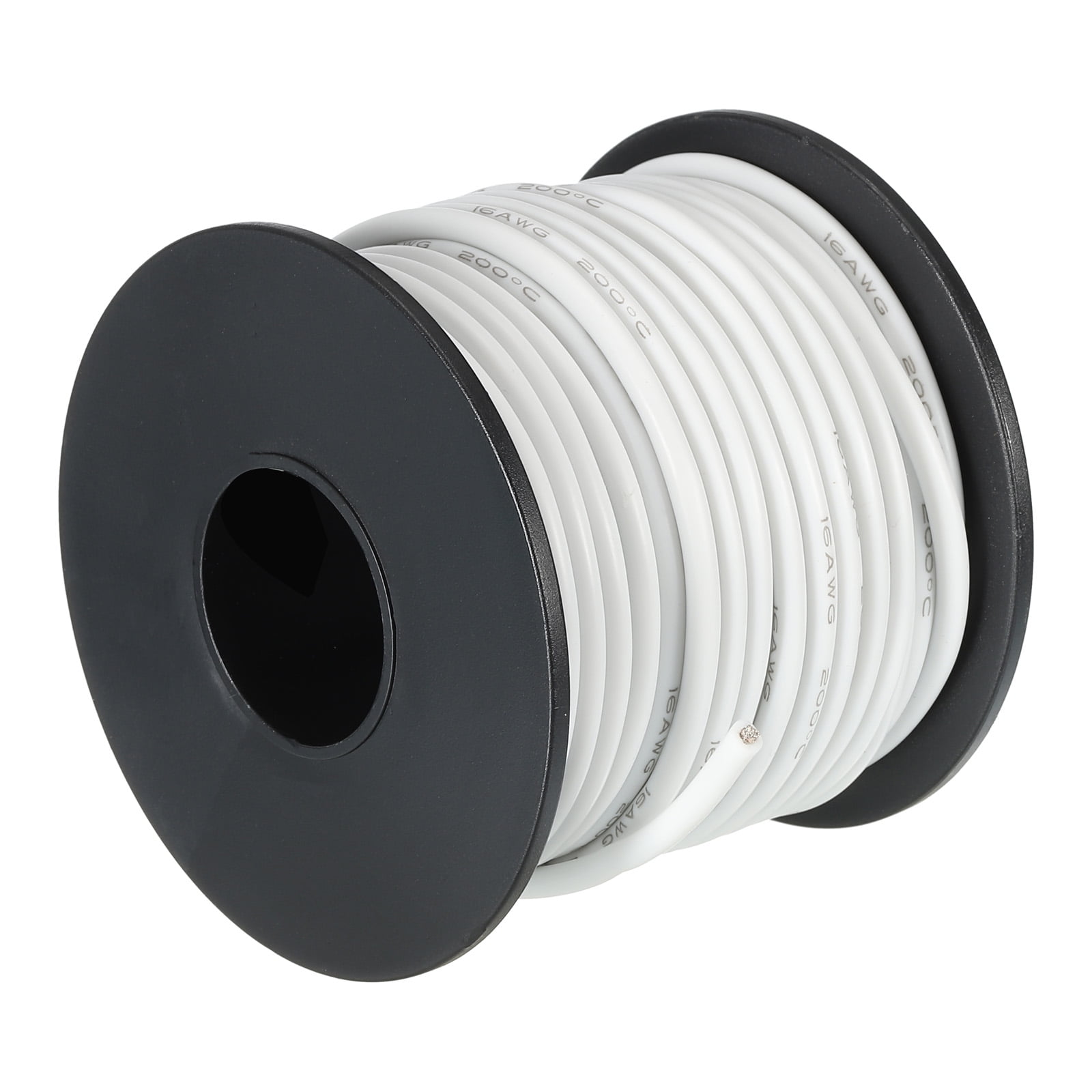 Uxcell Silicone Wire 16 AWG Stranded White Spool 15m Electrical Tinned ...