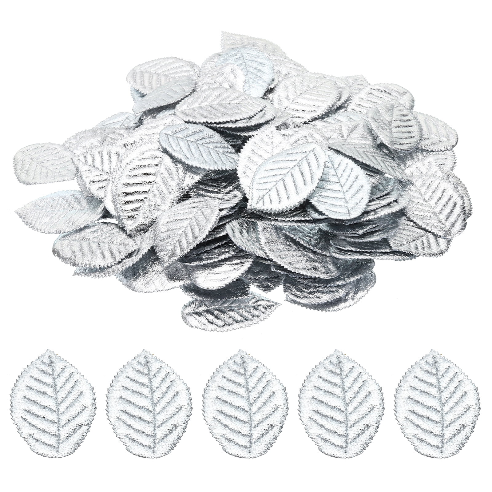 Uxcell Silver Artificial Leaves, 200 Pack Fake Leaves Fabric Faux Leaf ...