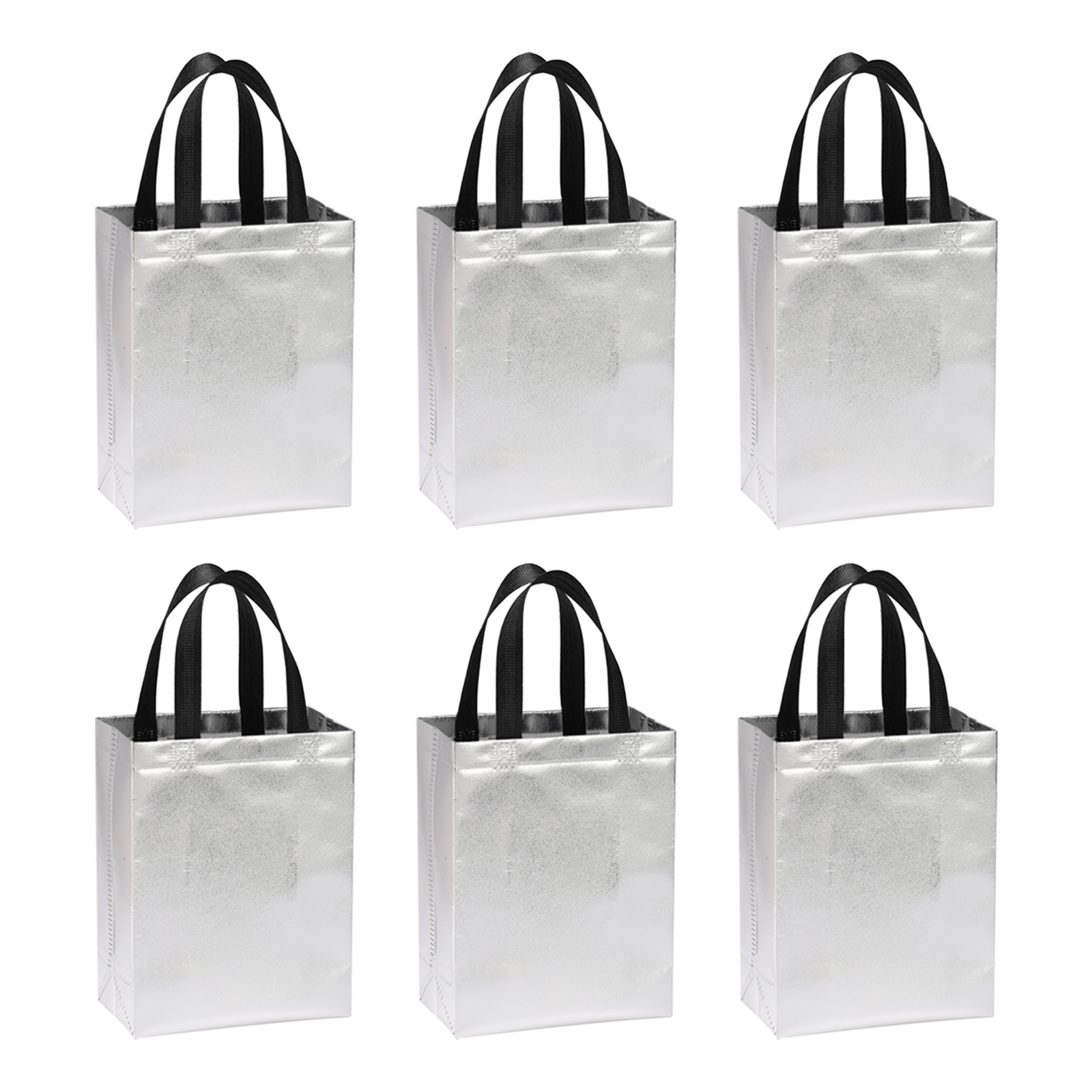 Uxcell Silver Tone Gift Bags with Laser Coating, 6pcs Reusable Goodie ...