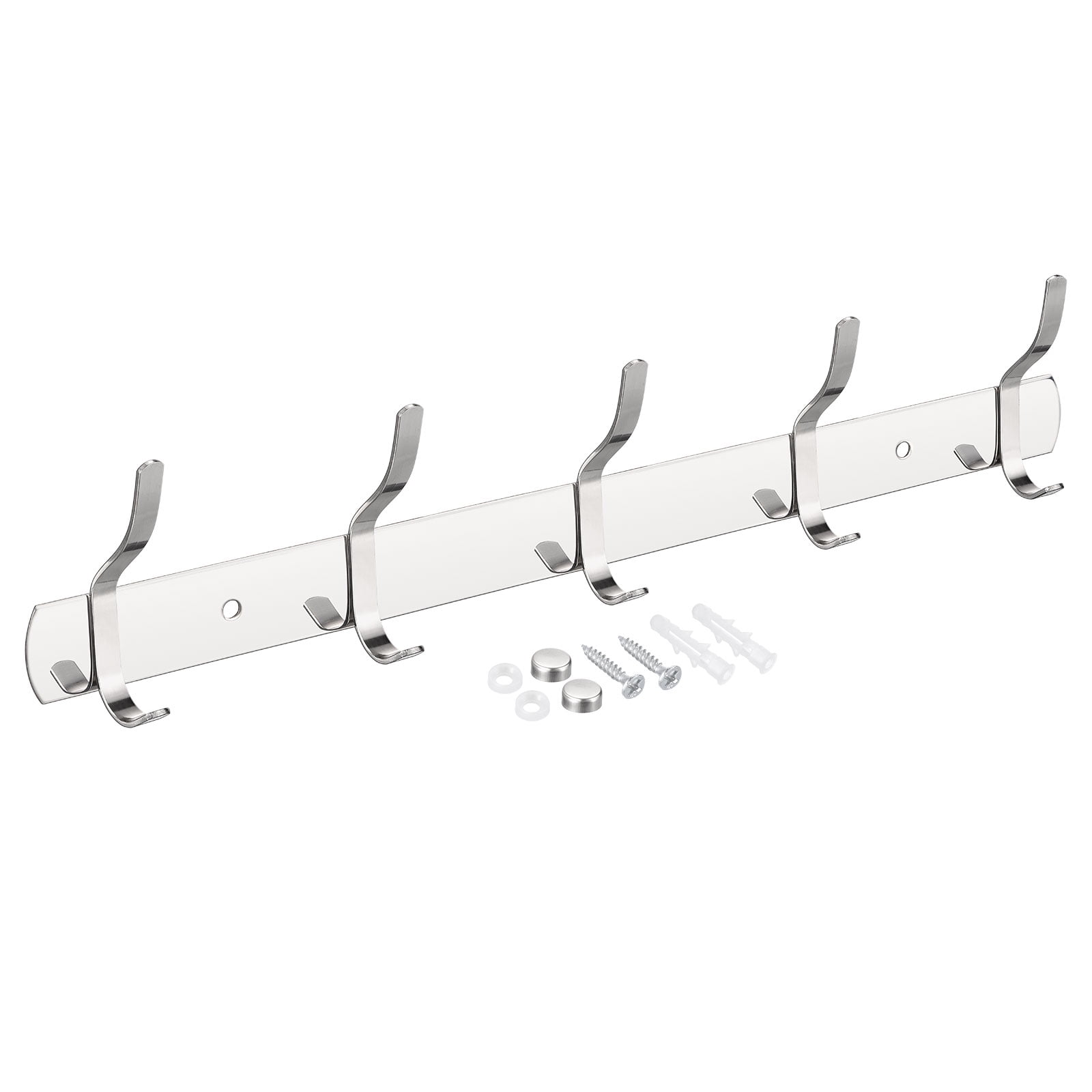 Uxcell Silver Wall Mounted with 5 Hooks Coat Hook Rack Wall Hanger ...