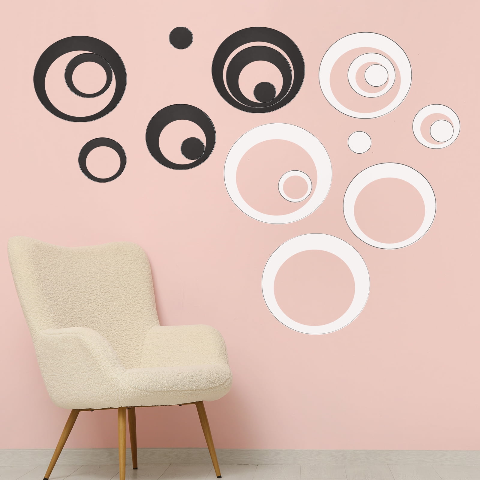 Uxcell Silver and Black Circle Wall Mirror Stickers for Walls, Home ...