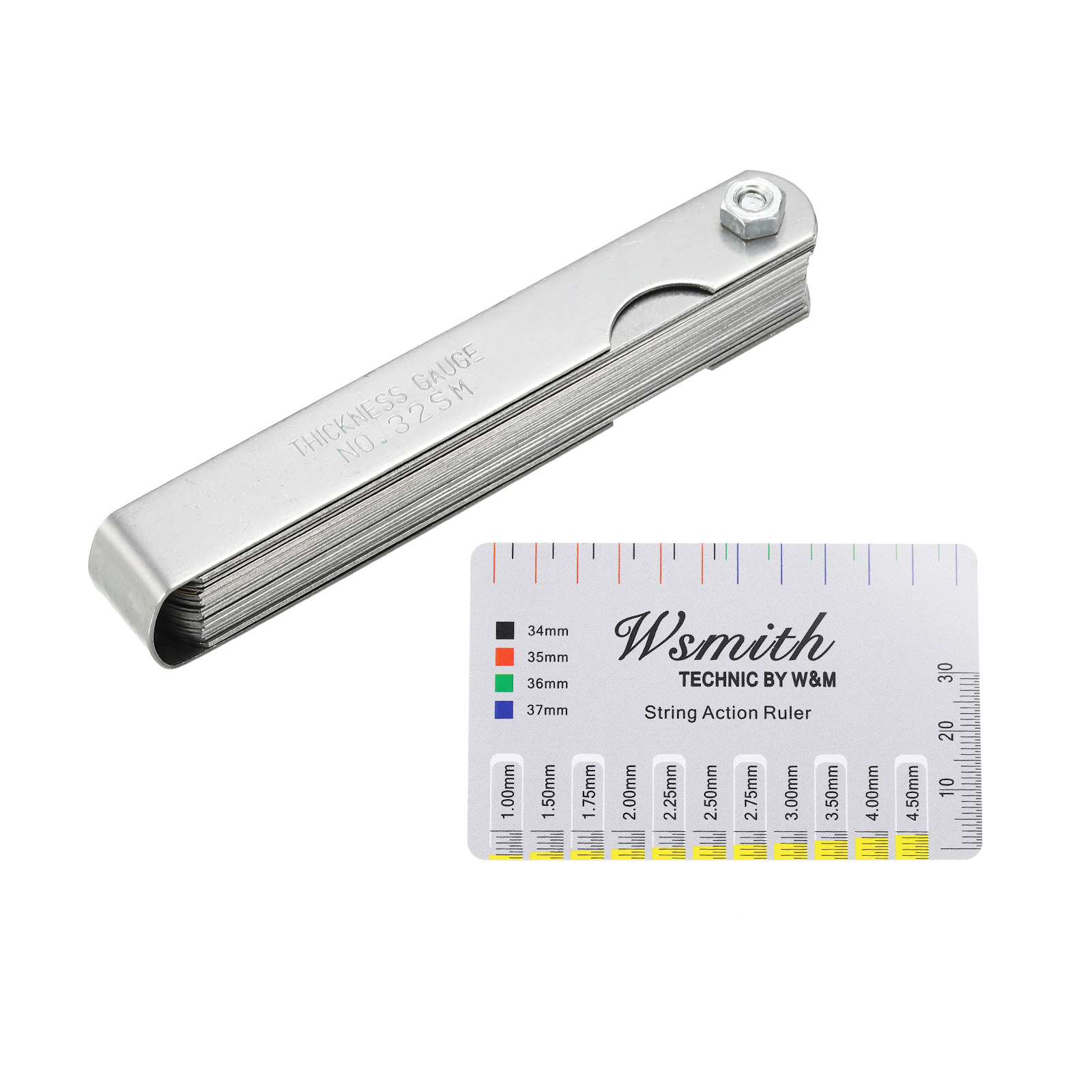 Uxcell Silver and Gold Guitar Spacing Ruler Double Mark Stainless Steel ...