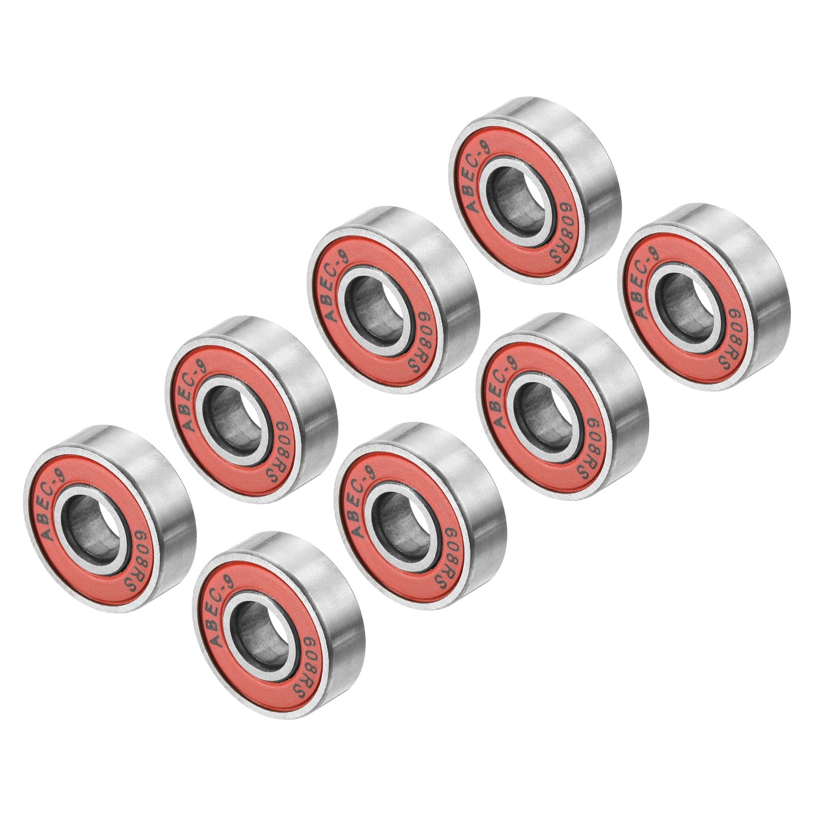 Uxcell Skateboard Bearings 608RS Deep Groove Ball Bearings, Red 8 Pack ...