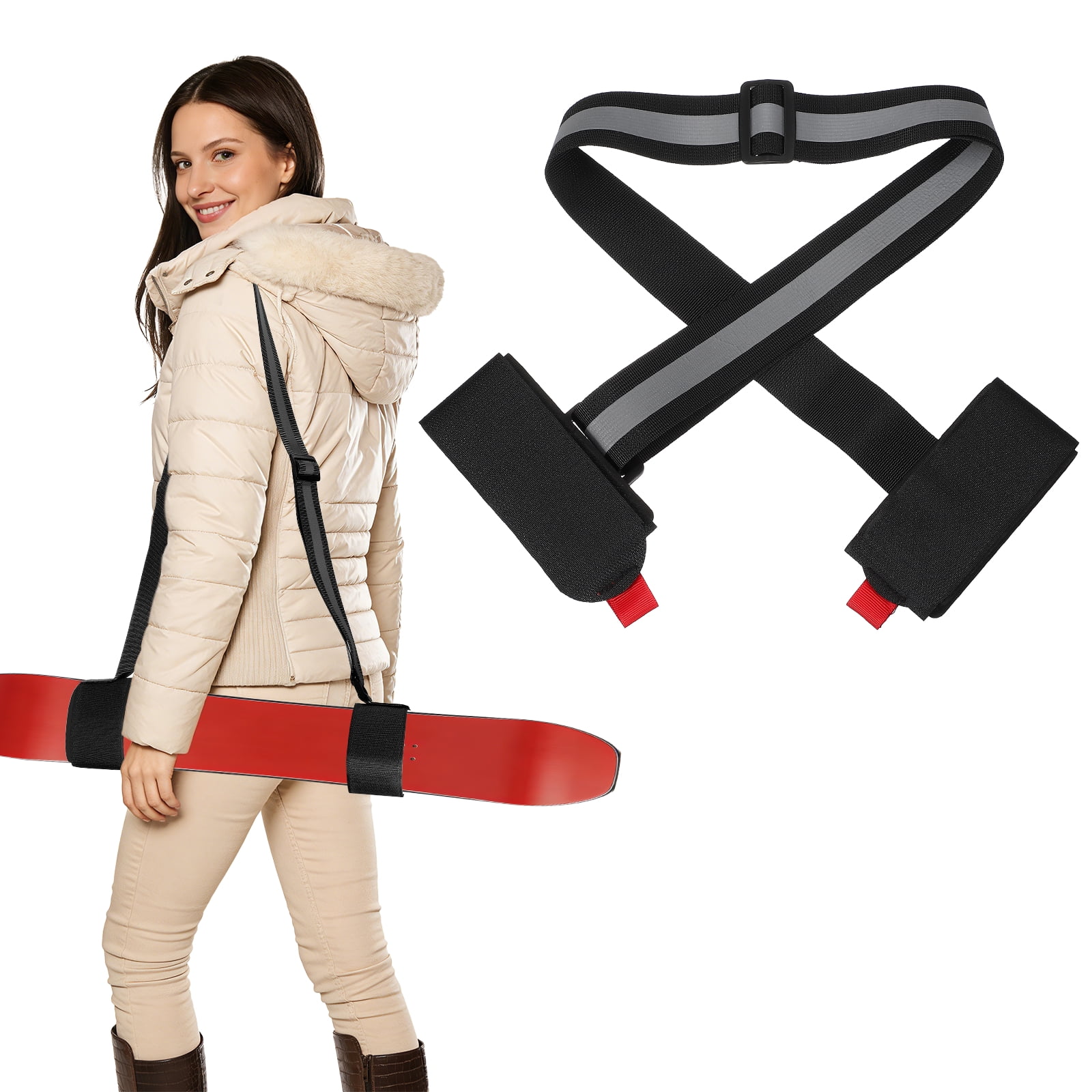 Uxcell Ski Strap, Adjustable Nylon Ski Pole Carrier Shoulder Straps ...