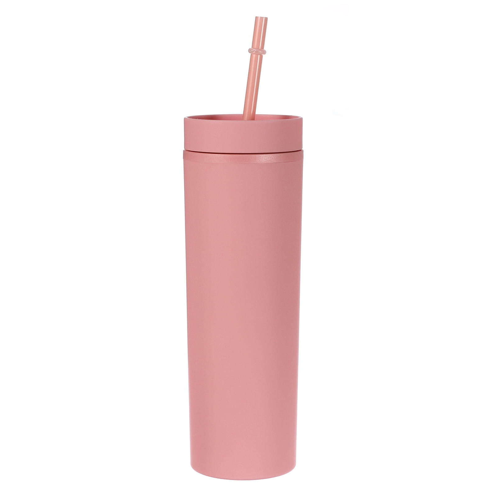 Uxcell Skinny Tumbler With Lids and Straws, 16Oz Matte Deep Red Skinny ...