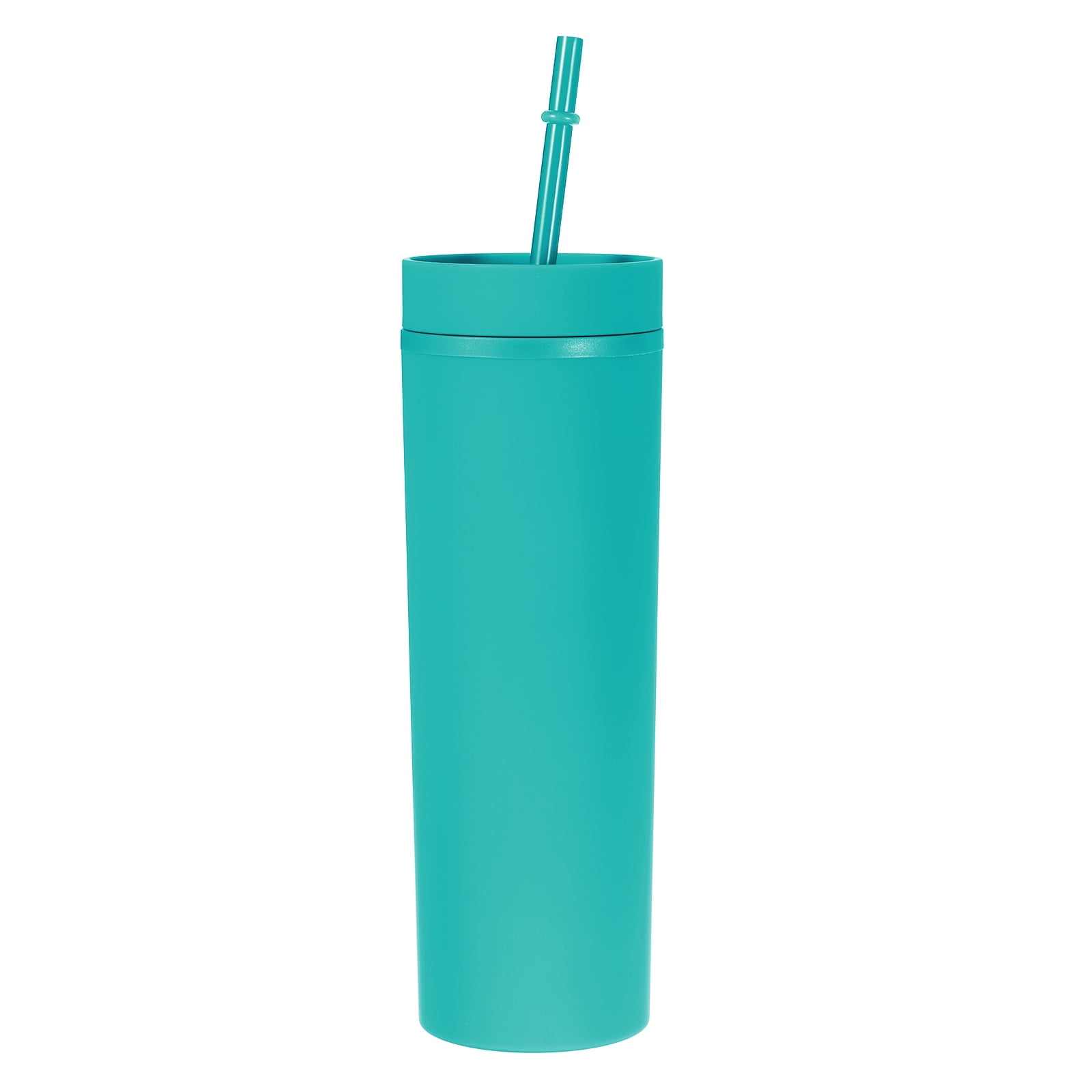 Uxcell Skinny Tumbler With Lids and Straws, 16Oz Matte Turquoise Skinny ...