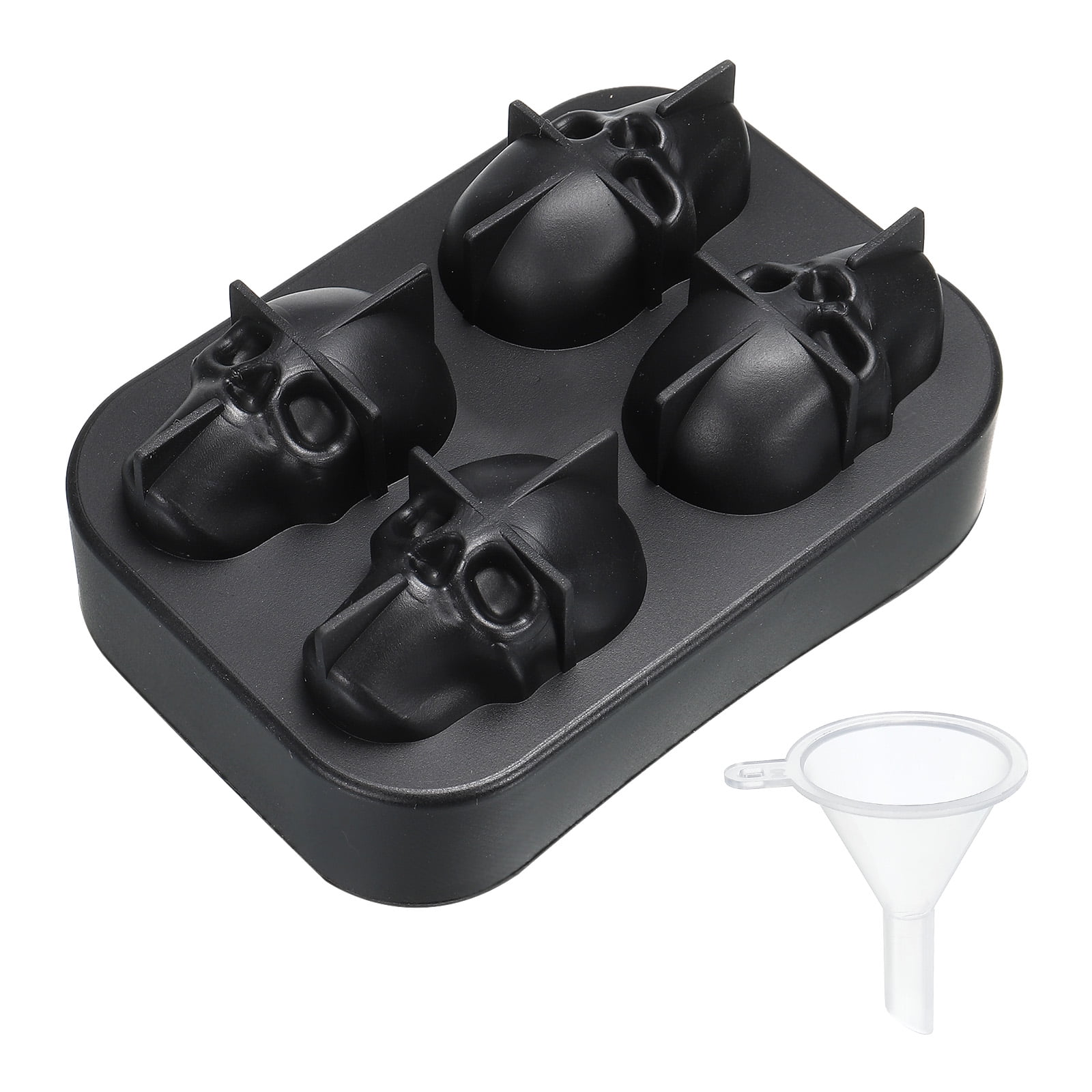 Uxcell Skull Ice Mold, Black Silicone Ice Tray with Funnel for Cocktail ...