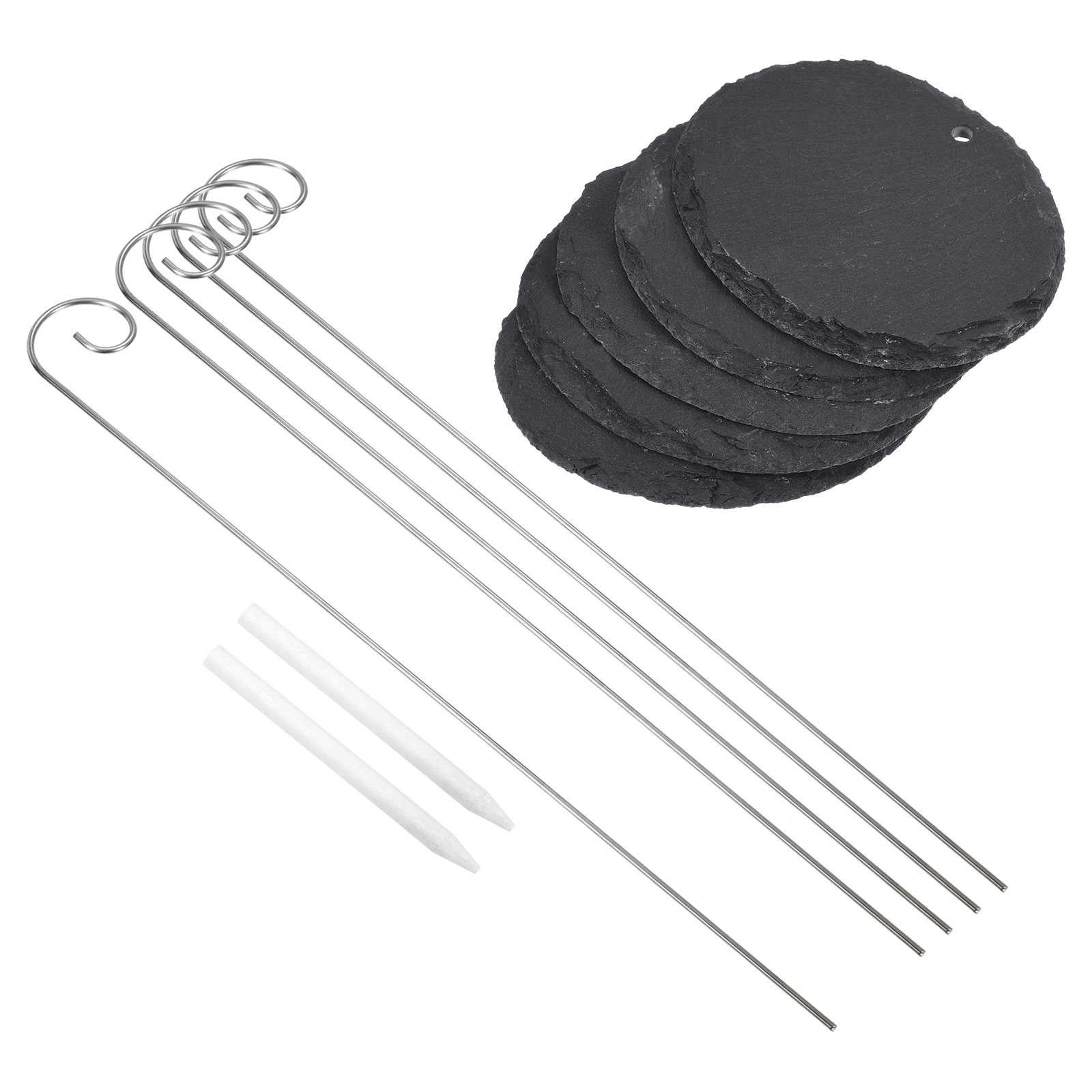 Uxcell Slate Oval Shape Plant Labels with Stainless Steel Hanging Rod ...